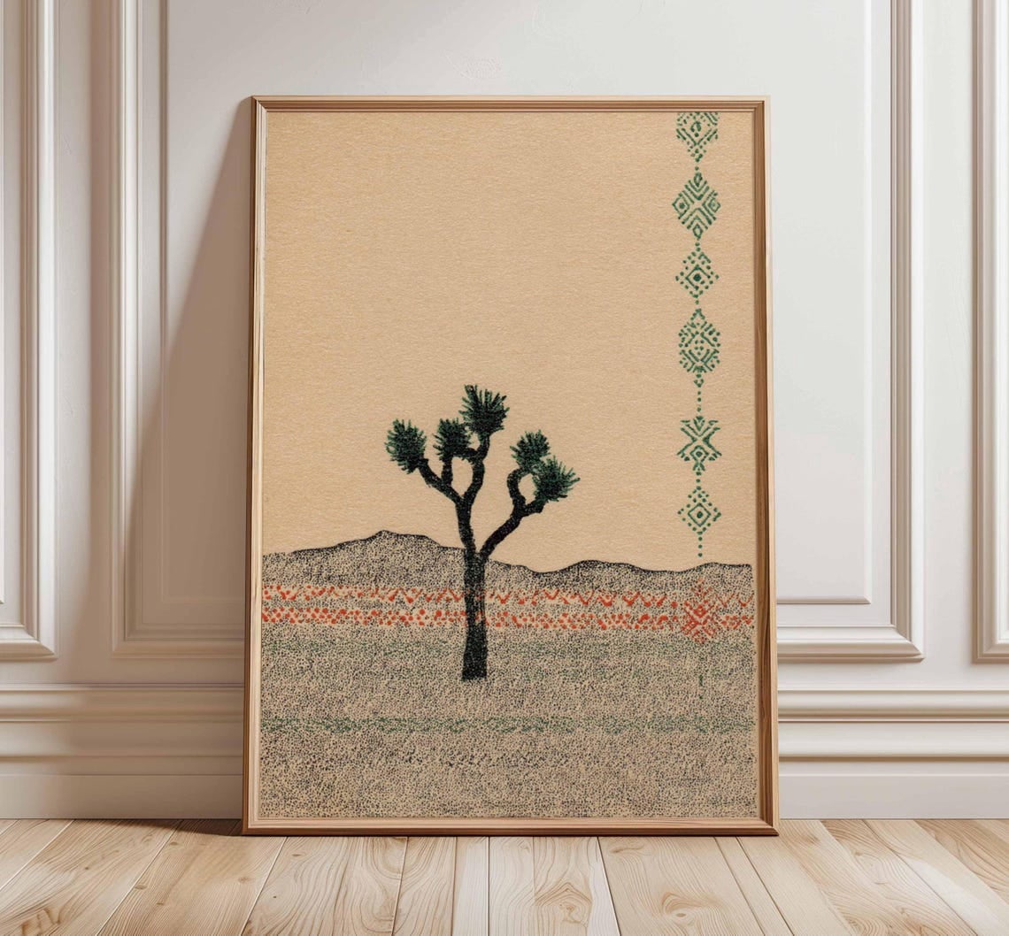 Boho Joshua Tree Poster Southwestern Desert Wall Art Tribal Style ...