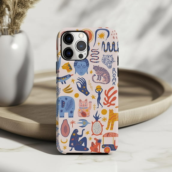 Boho Jungle Spiritual Animal Art Case for iPhone 17 through 11 Pro Max ...