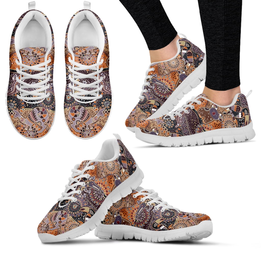 Boho Kangaroo Design Sneakers Hand Drawn Animal Print Comfortable Lace ...