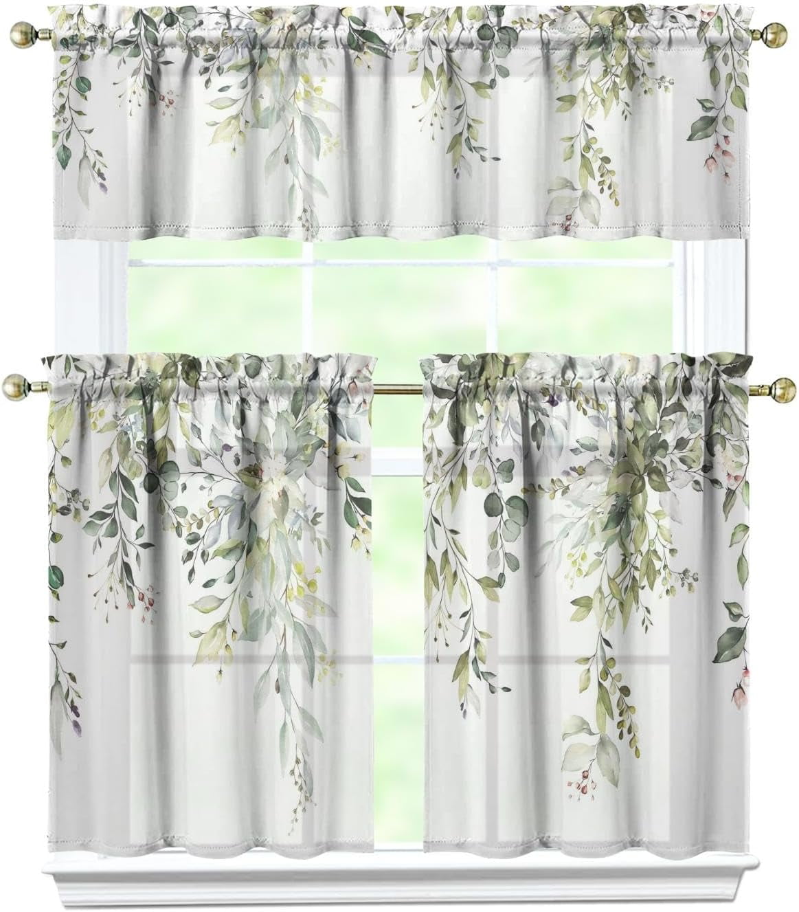 Boho Kitchen Curtains,Bohemian Flower Kitchen Curtains Sets for Windows,Kitchen Curtain Sink ...