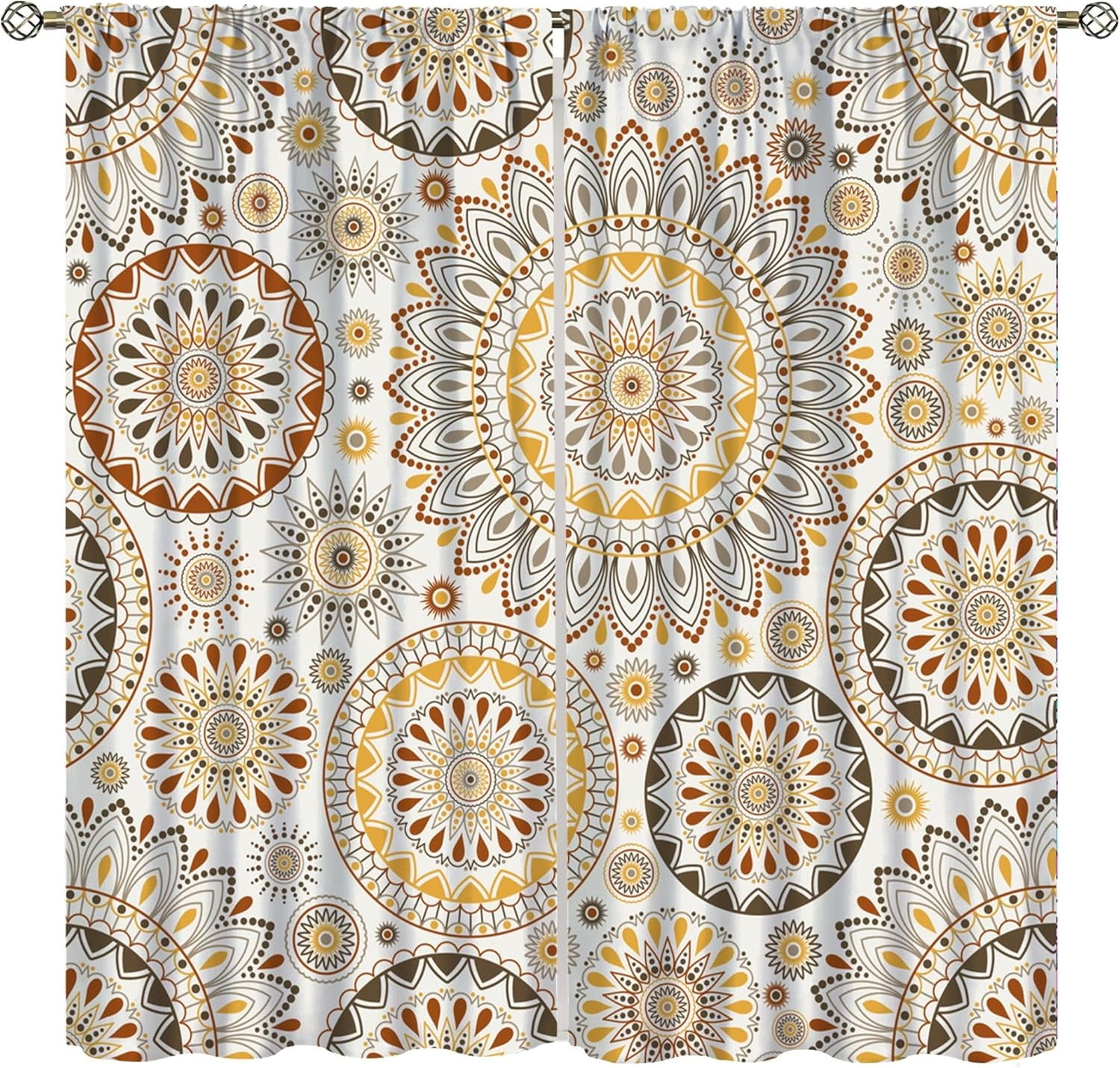 Boho Kitchen Curtains, Geometric Abstract Hippie Mandala Window ...