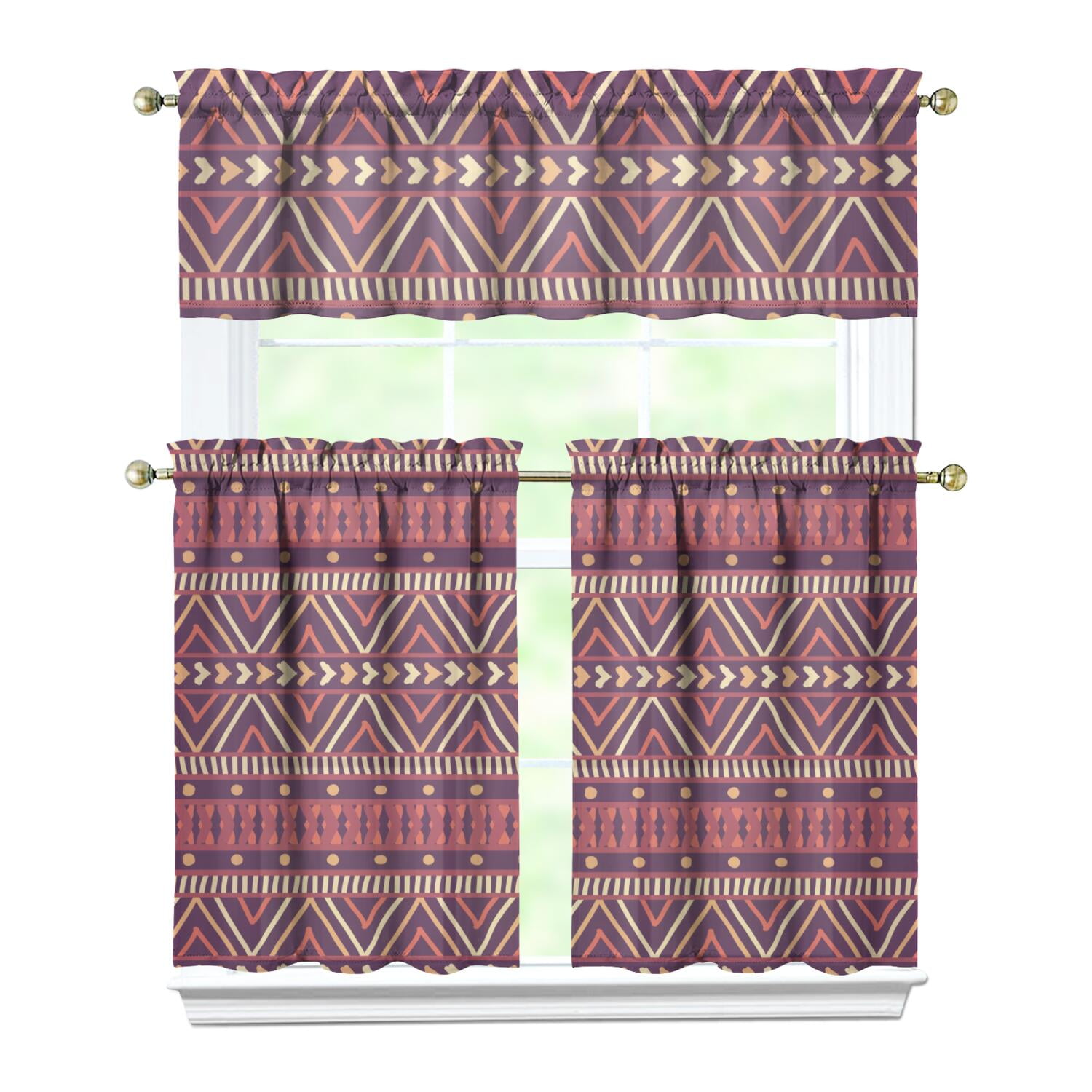 Boho Kitchen Curtains Set Tier and Valance Bohemian Rustic Style ...