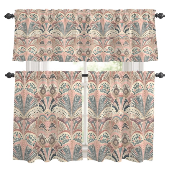 Boho Kitchen Curtains Set for Windows, Ocean Shell Curtains Valance and ...