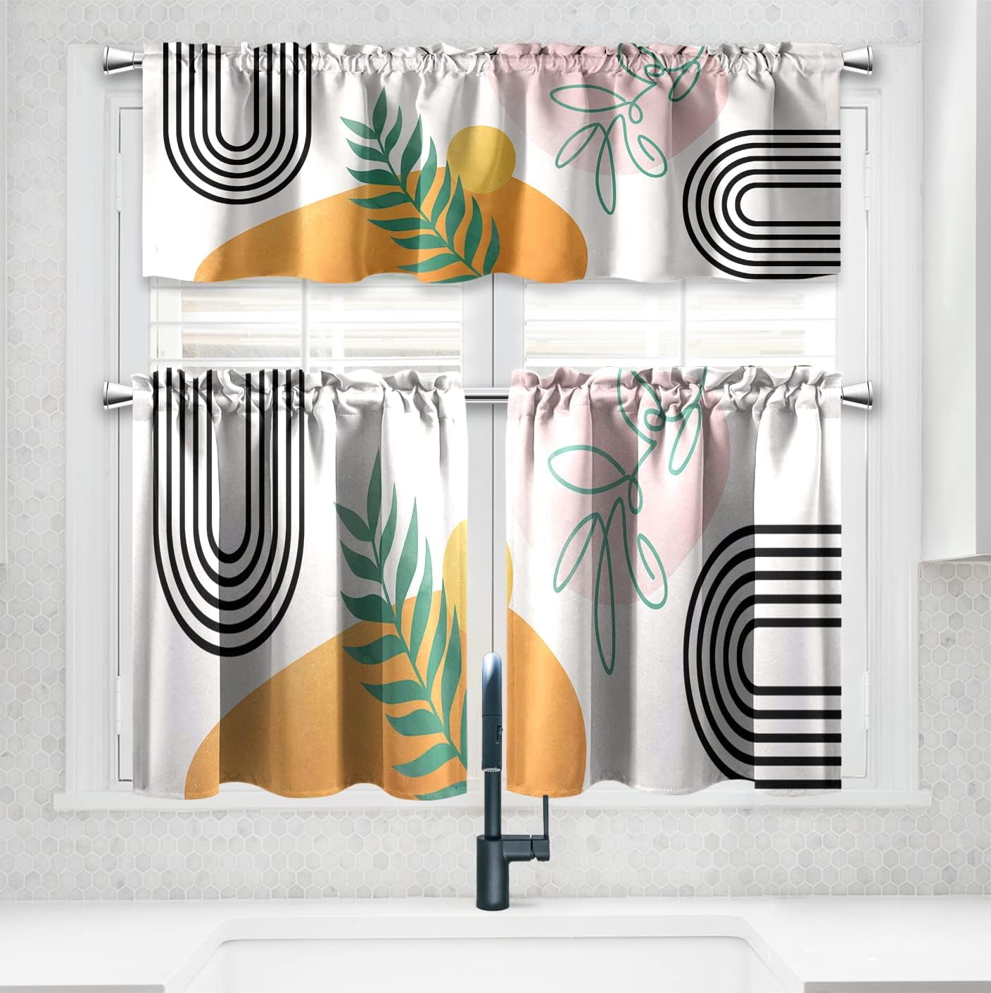 Boho Kitchen Curtains and Valances Set 3 Piece Kitchen Curtains Sets ...