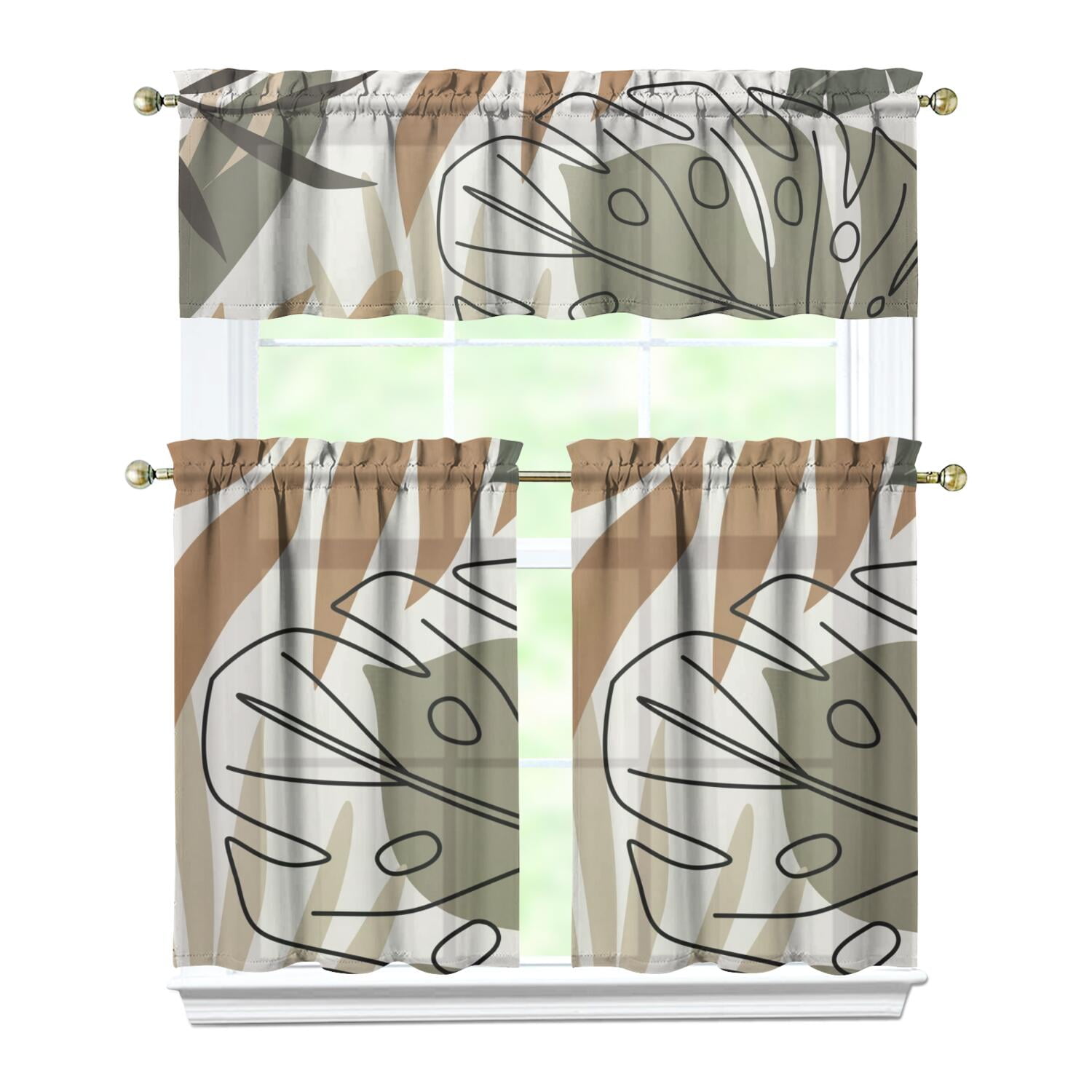 Boho Kitchen Curtains for Windows – Rustic Tribal Floral Print Cafe ...