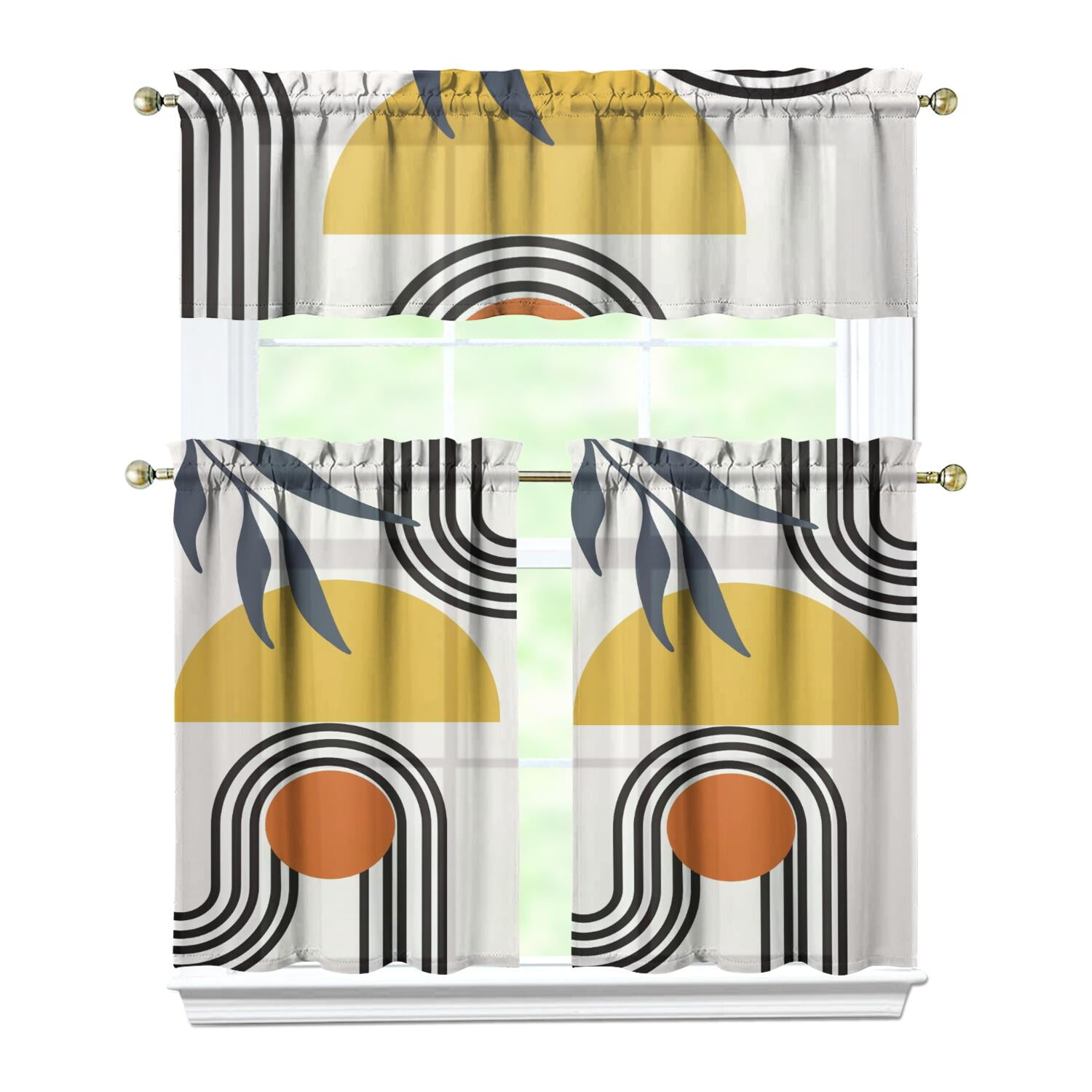 Boho Kitchen Curtains for Windows – Rustic Tribal Floral Print Cafe ...