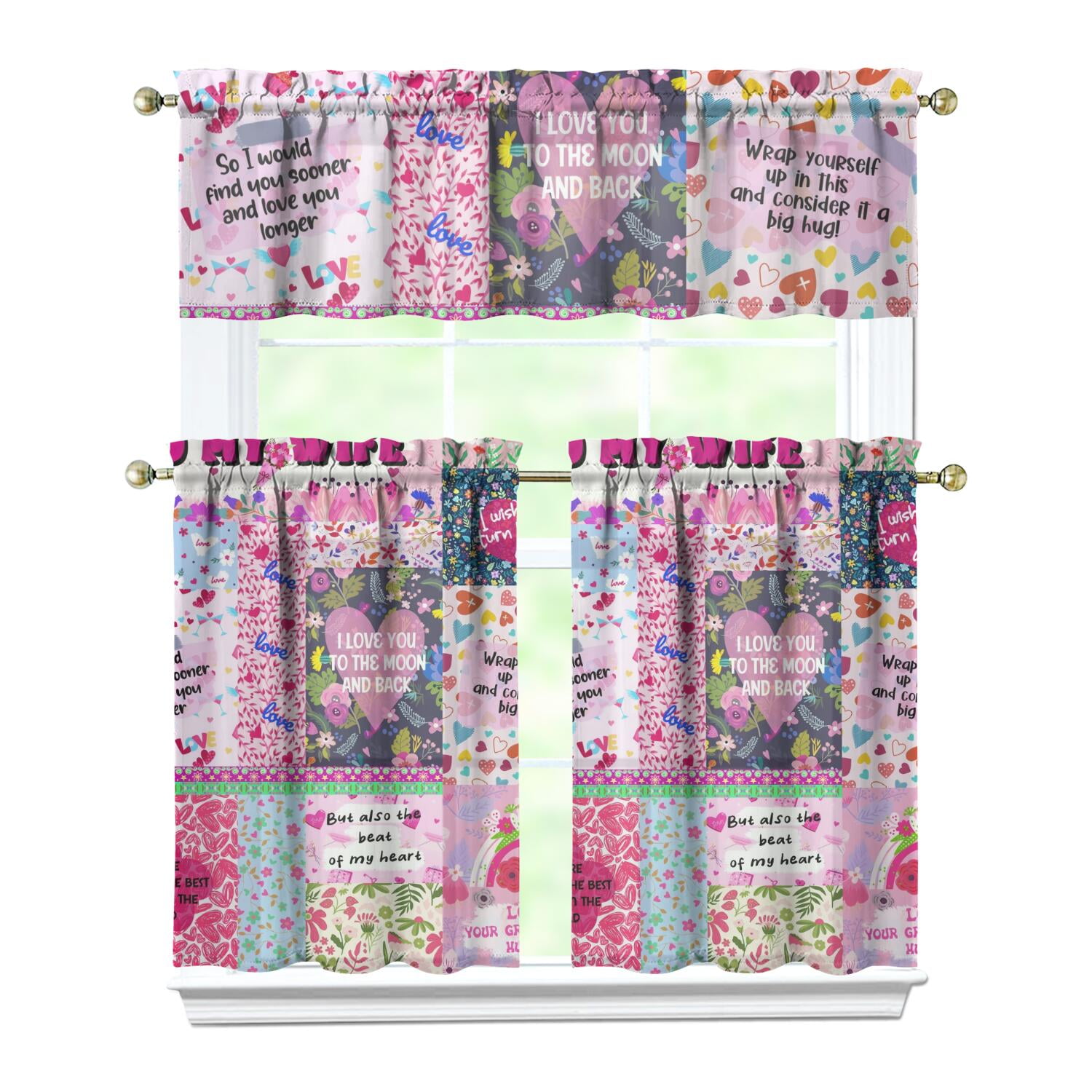Boho Kitchen Curtains for Windows – Rustic Tribal Floral Print Cafe ...