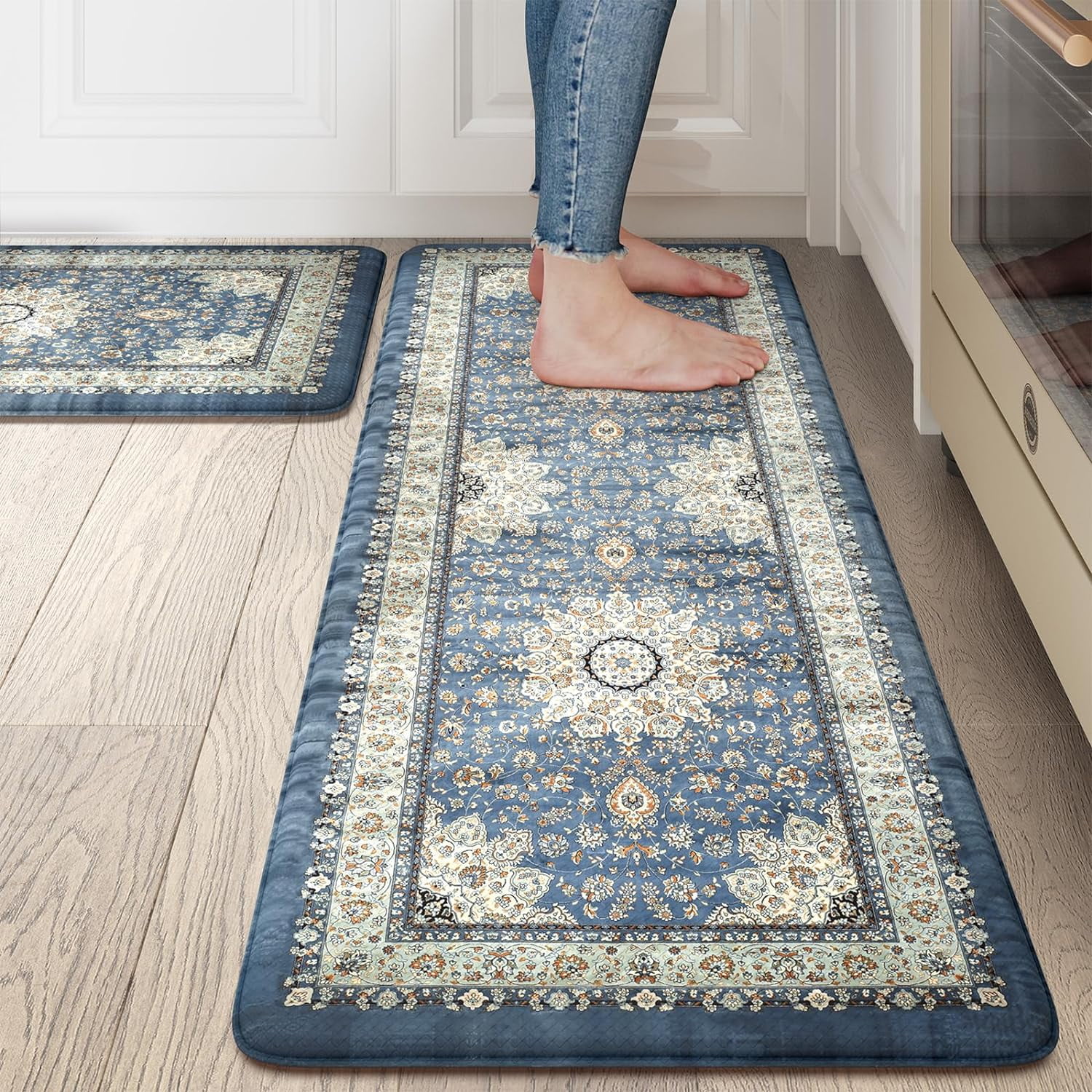 Boho Kitchen Mat, Cushioned Anti Fatigue Kitchen Rug Set 2 Piece Non ...