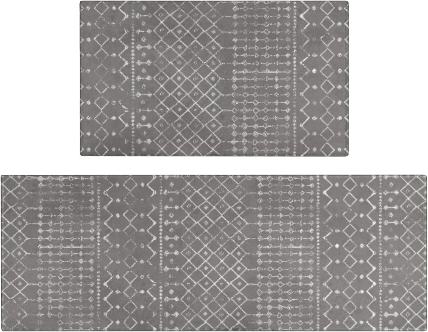 Boho Kitchen Mat Set of 2,Modern Farmhouse Kitchen Rugs and Mats Non ...