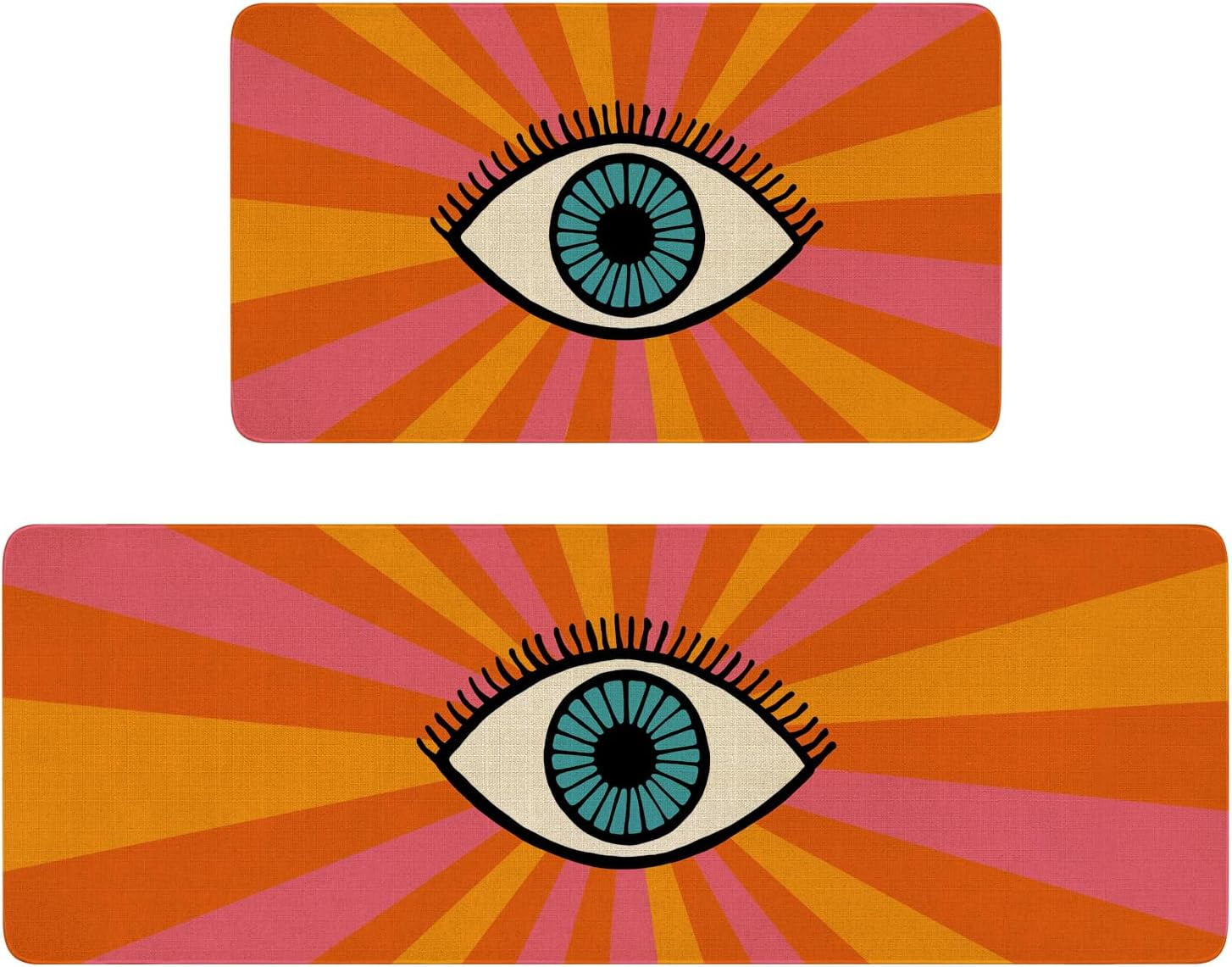Boho Kitchen Mat Set of 2,Rainbow Evil Eye Print Abstract Kitchen Rugs ...