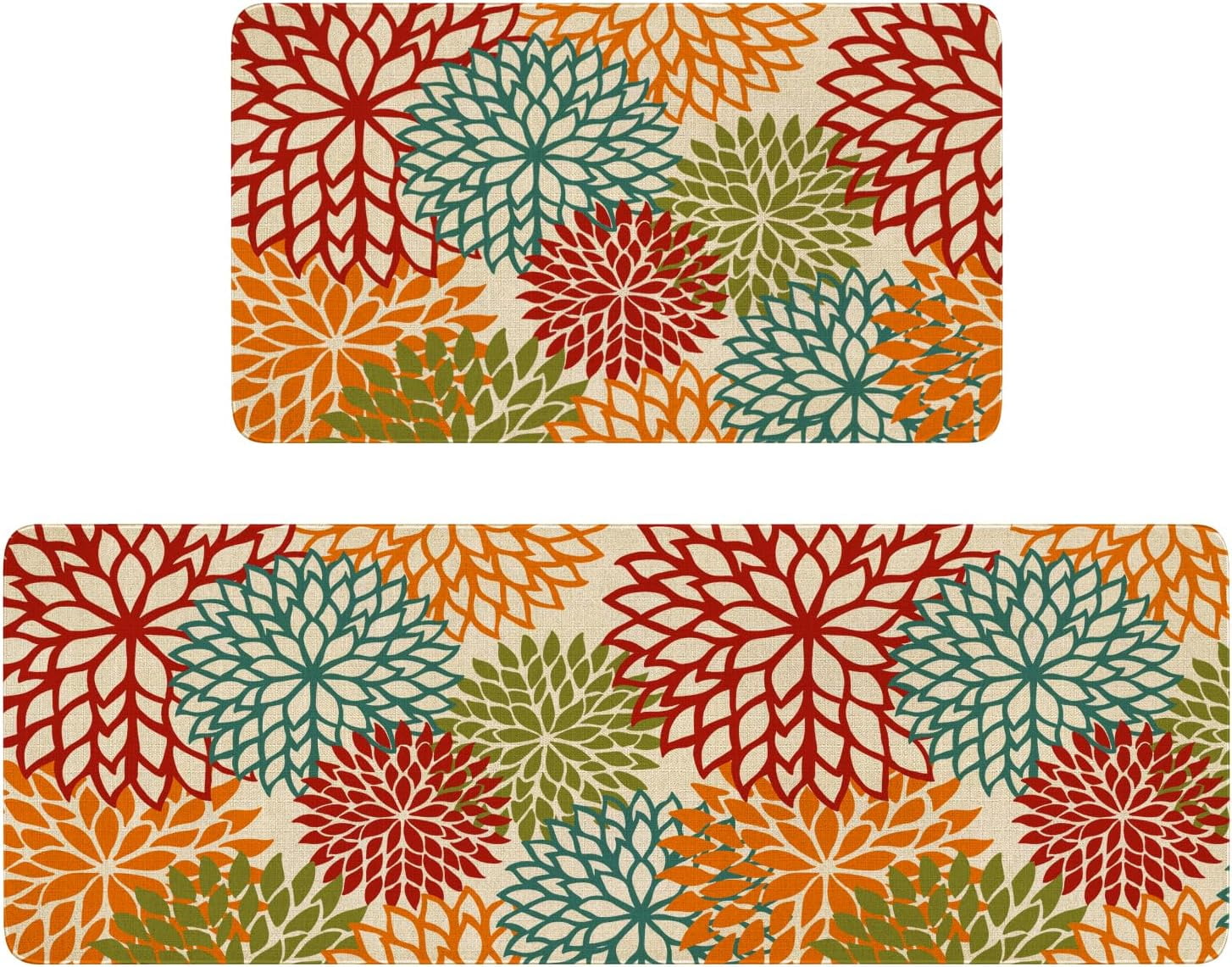 Boho Kitchen Mat Set of 2,Tropics Botanical Floral Kitchen Rugs and ...