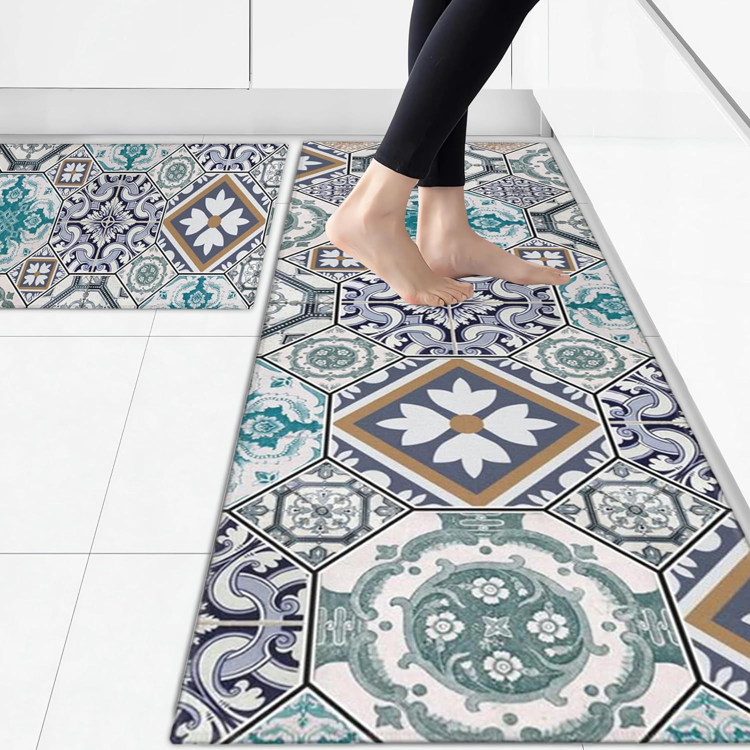 Boho Kitchen Mats for Floor Set of 2,Anti Fatigue Mats for Kitchen ...
