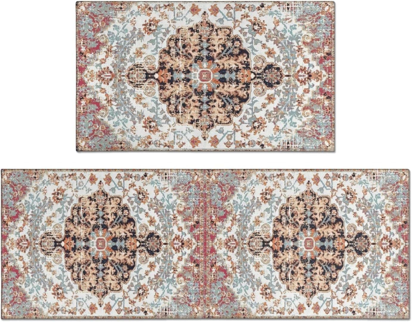 Boho Kitchen Mats for Floor Set of 2,Mats for Kitchen Floor, Comfort ...