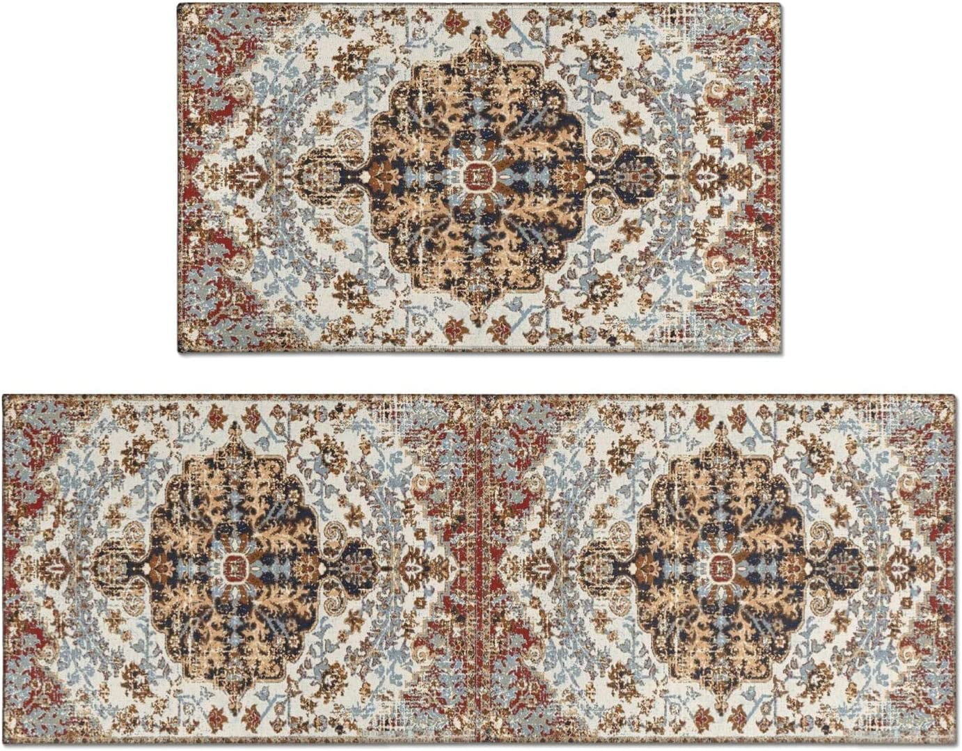 Boho Kitchen Mats for Floor Set of 2,Mats for Kitchen Floor, Comfort ...