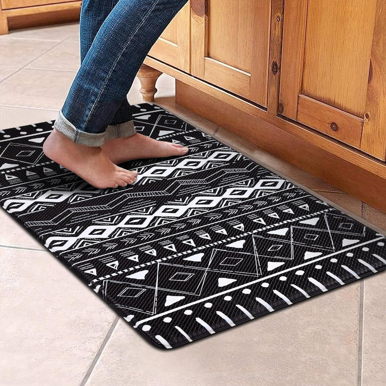 Boho Kitchen Rug Anti Fatigue Kitchen Mat for Floor Non Slip Memory ...