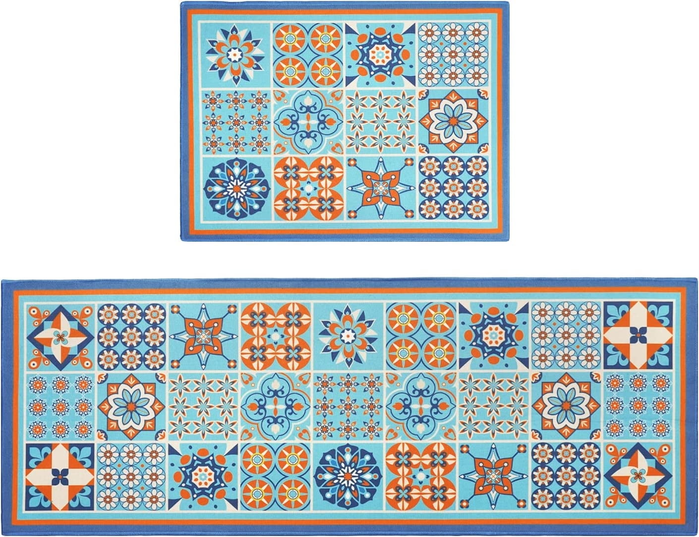 Boho Kitchen Rug Set of 2- Bohemian Kitchen Mat with Runner, Art Boho ...