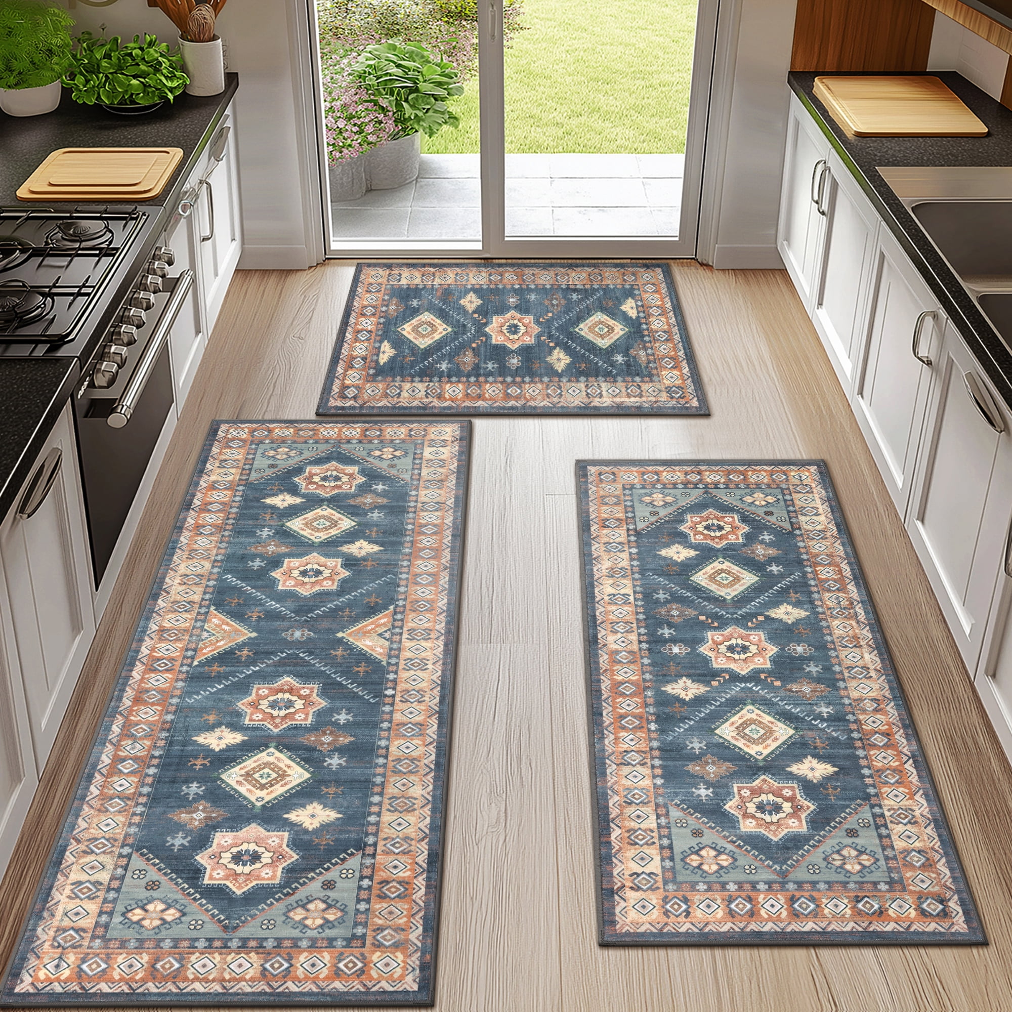 Boho Kitchen Rug Sets 3 Pieces, Washable Kitchen Mats for Floor, Non ...