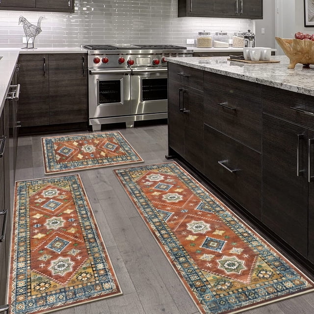 Boho Kitchen Rug Sets 3 Pieces, Washable Kitchen Mats for Floor, Non ...
