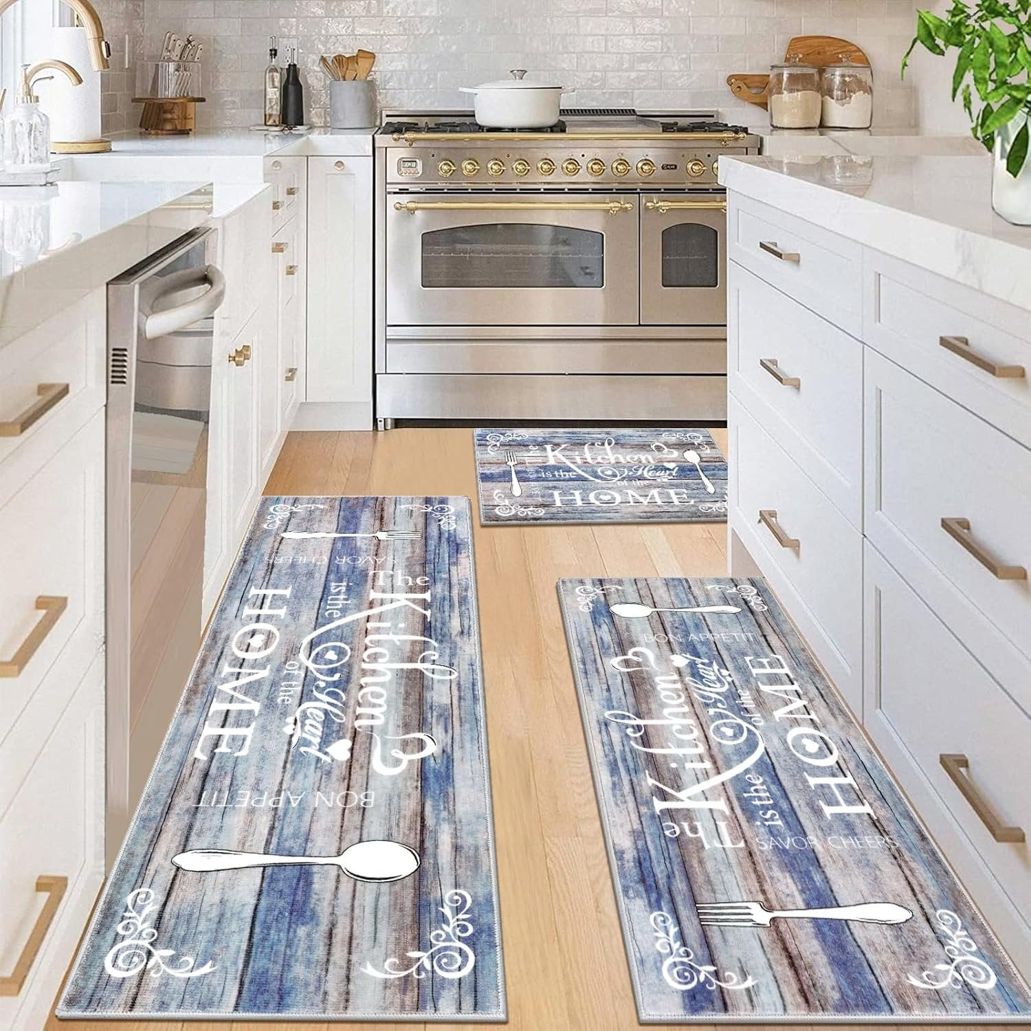 Boho Kitchen Rug Sets 3 count, Washable Kitchen Mats for Floor, Non ...