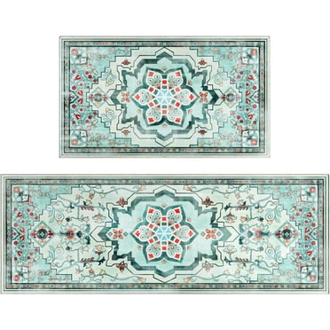 Boho 2-Piece Kitchen Rug Mat Set, Non-Slip, Washable, Farmhouse Decor ...
