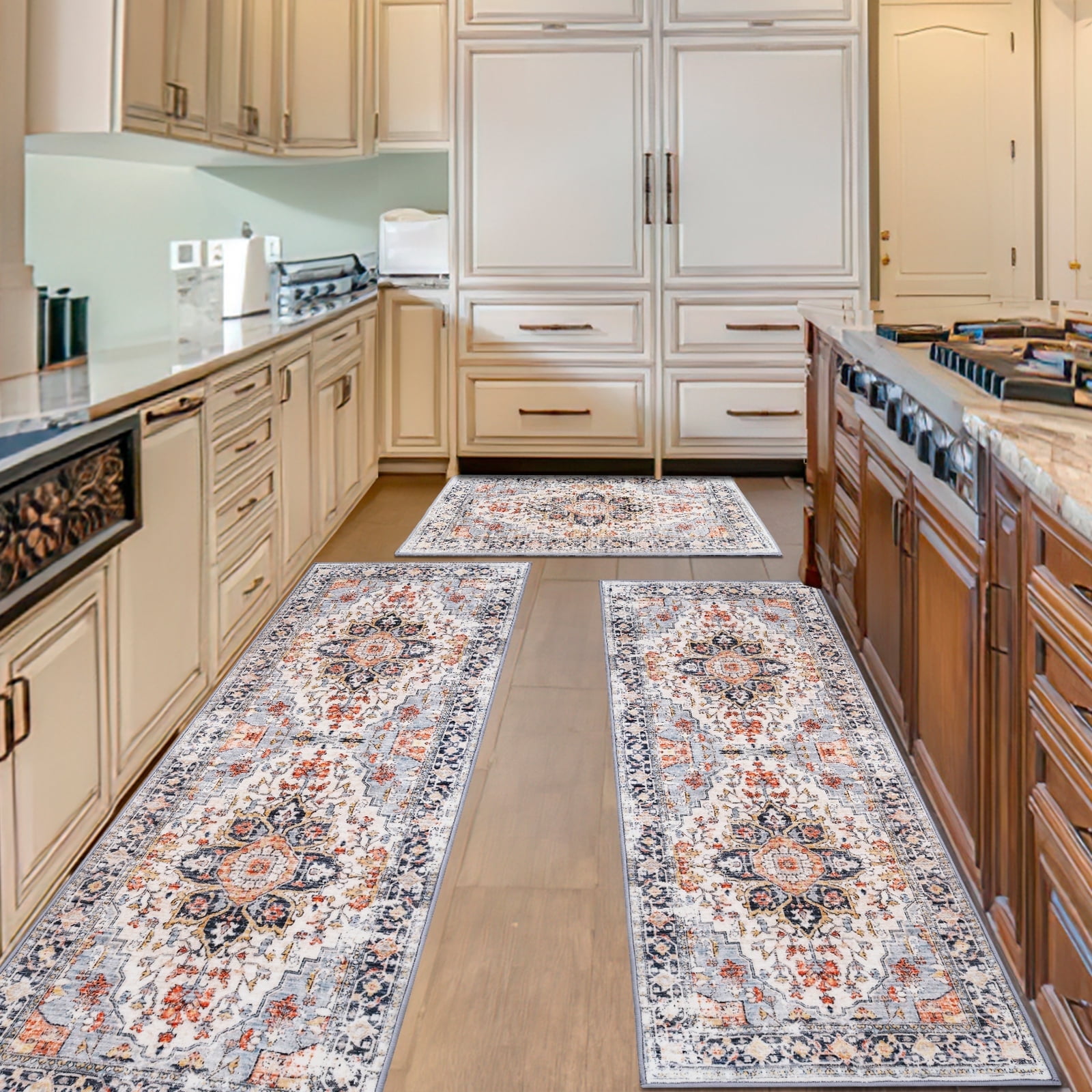 Kentaly Kitchen Boho Rugs Sets Of 3,Farmhouse Kitchen Rugs And Mats Non ...