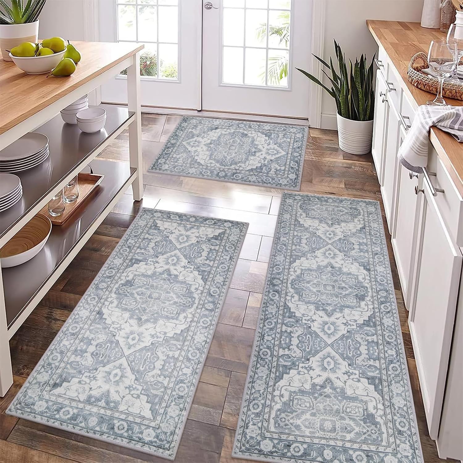 Boho Kitchen Rugs Sets of 3 Non Slip Rubber Kitchen Mats for Floor ...