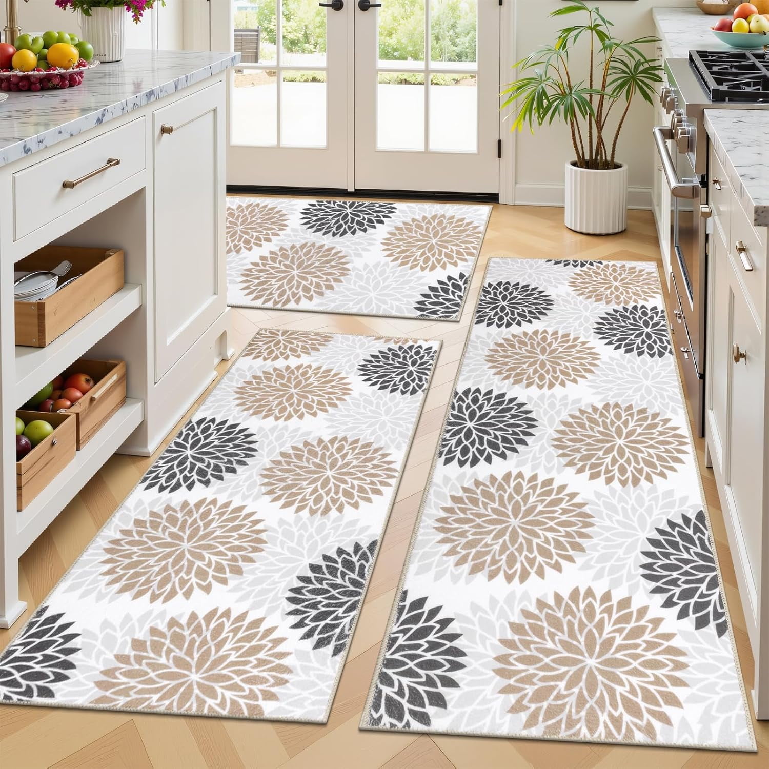 Boho Kitchen Rugs Sets 3 Piece with Runner Floral Kitchen Floor Mat ...