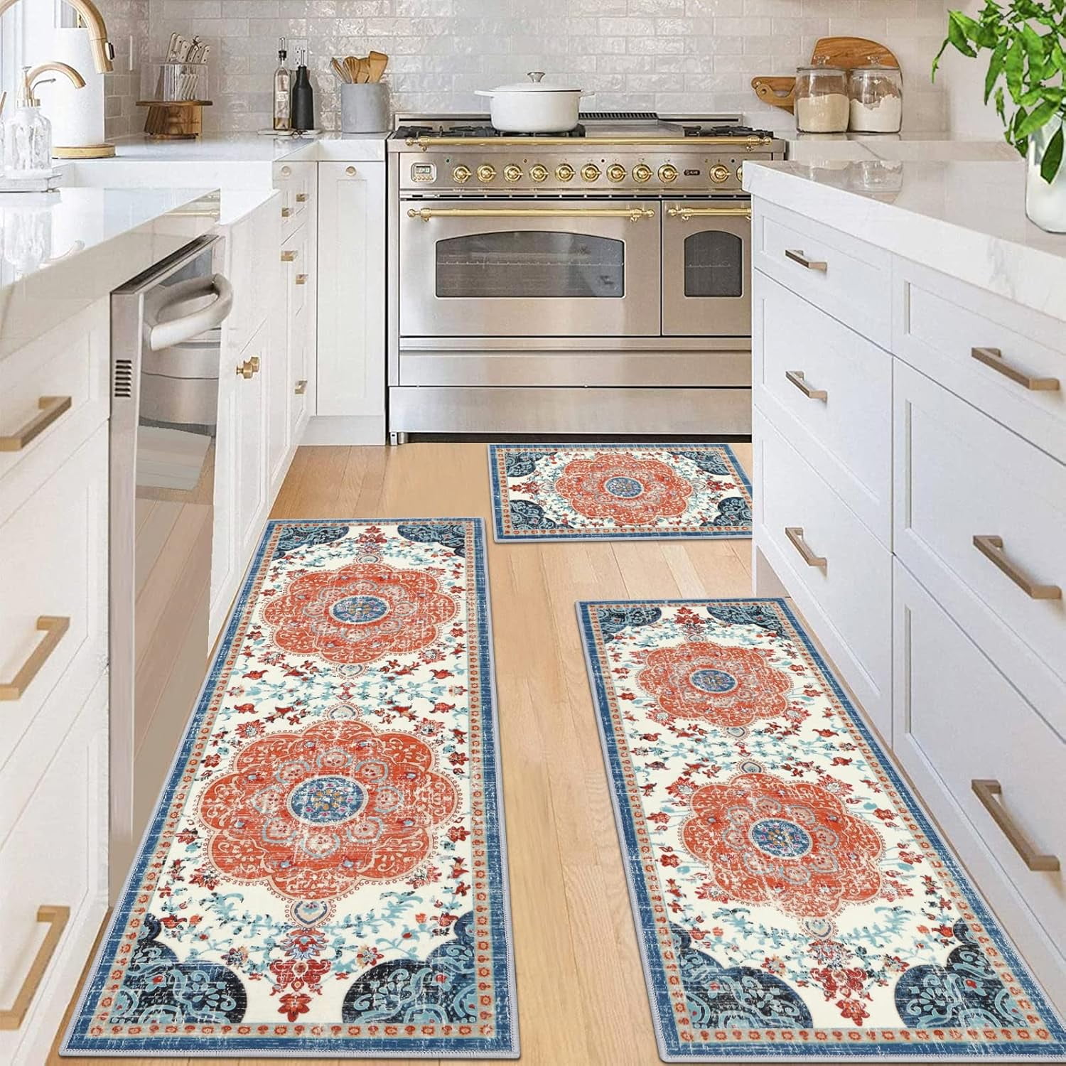 Boho Kitchen Rugs Sets 3 Piece with Runner Non Slip Kitchen Mats for ...
