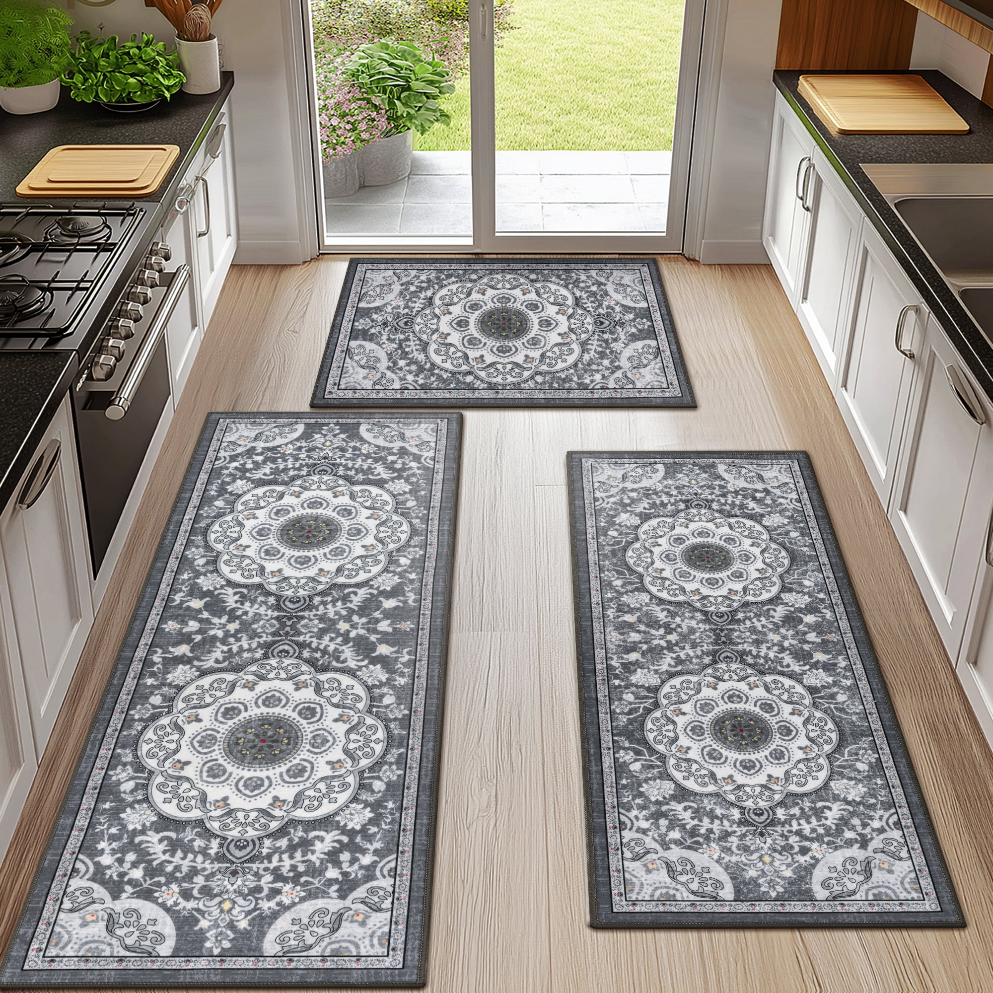 Boho Kitchen Rugs Sets 3 Piece with Runner Non Slip Kitchen Mats for ...