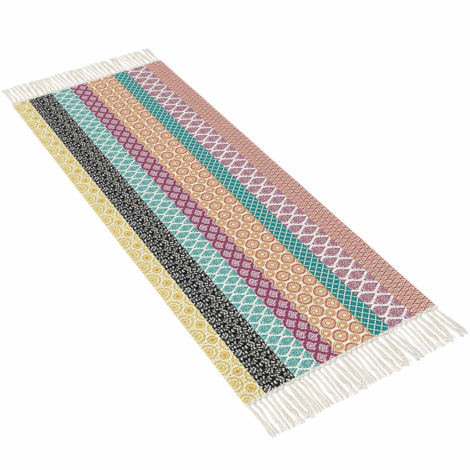 Boho Kitchen Runner Rug 2x4 Bedside Rug with Tassel Cotton Woven Throw ...