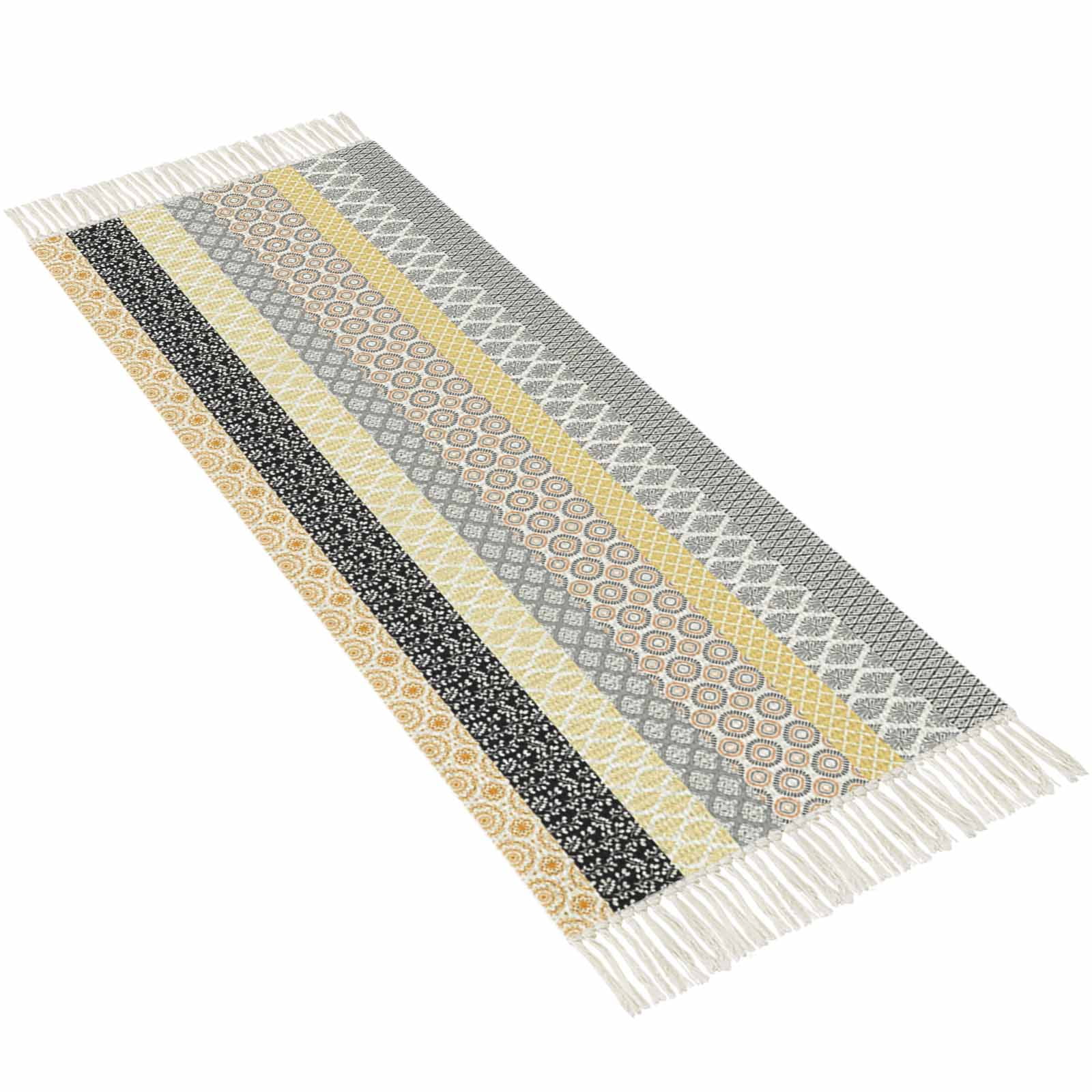 Boho Kitchen Runner Rug 2x5 Bedside Rug with Tassel Cotton Woven Throw ...