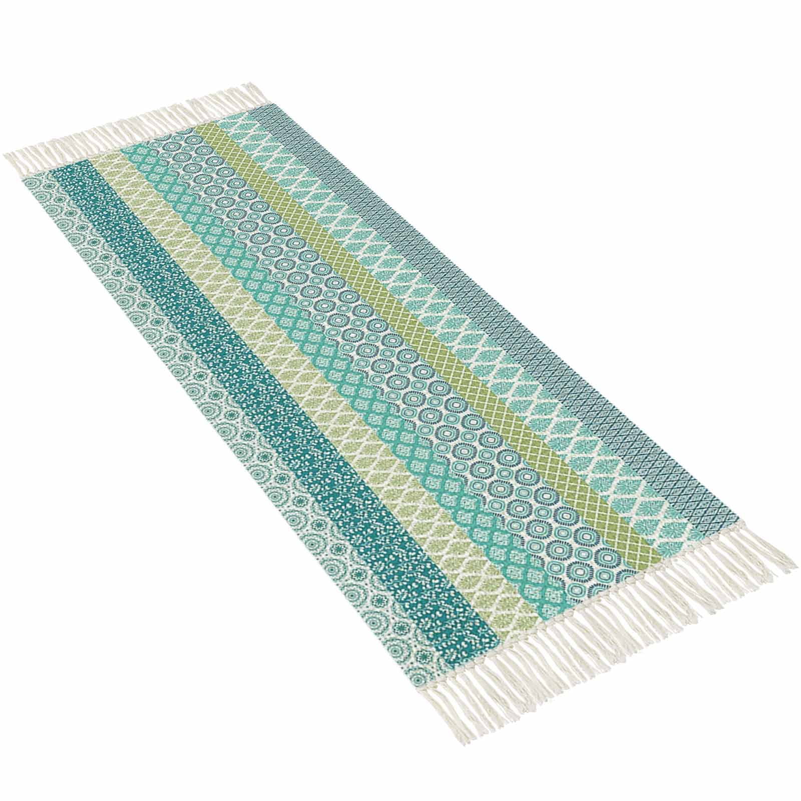 Boho Kitchen Runner Rug 2x6 Bedside Rug with Tassel Cotton Woven Throw ...