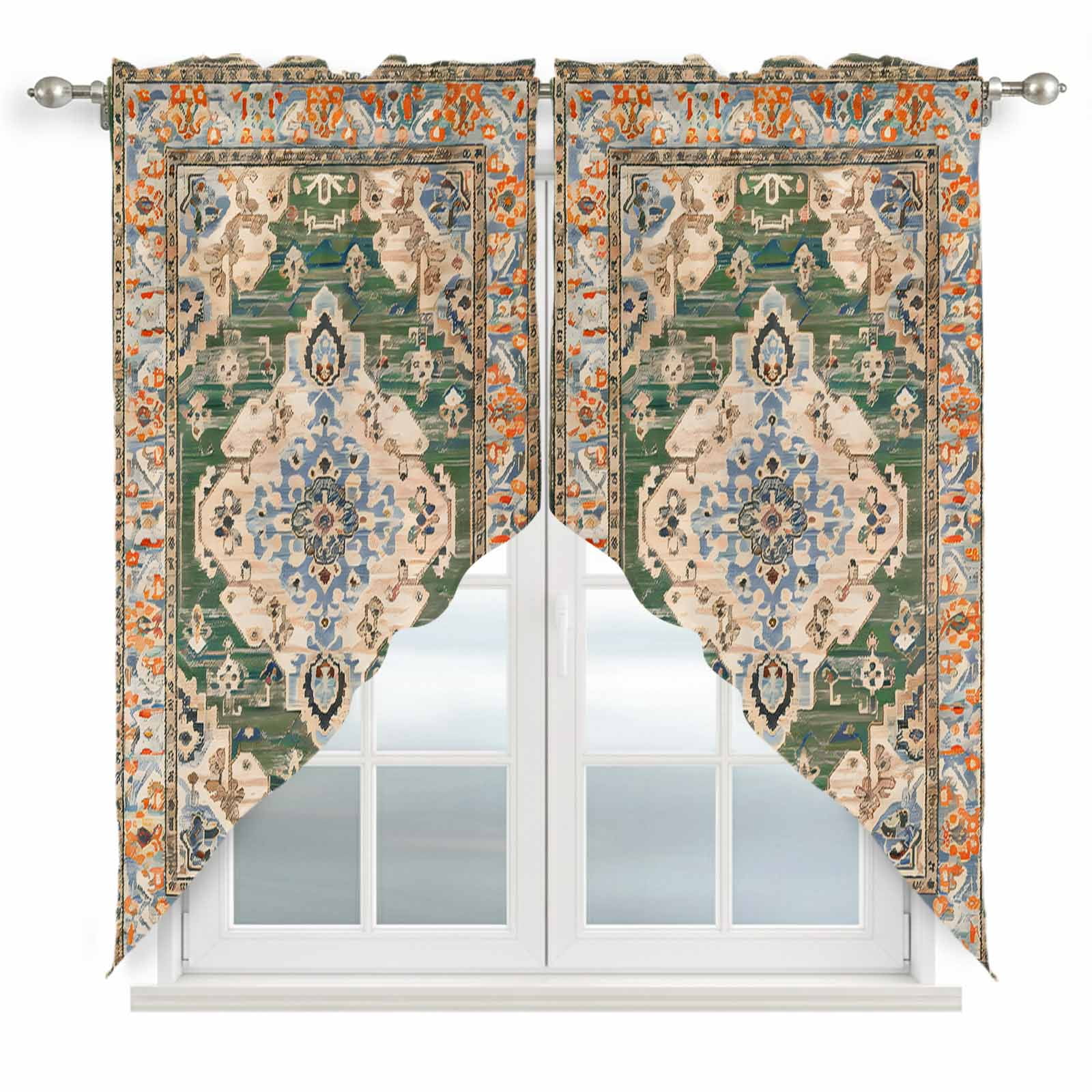 Boho Kitchen Window Curtains, Swag Curtains Valance for Bedroom Living ...