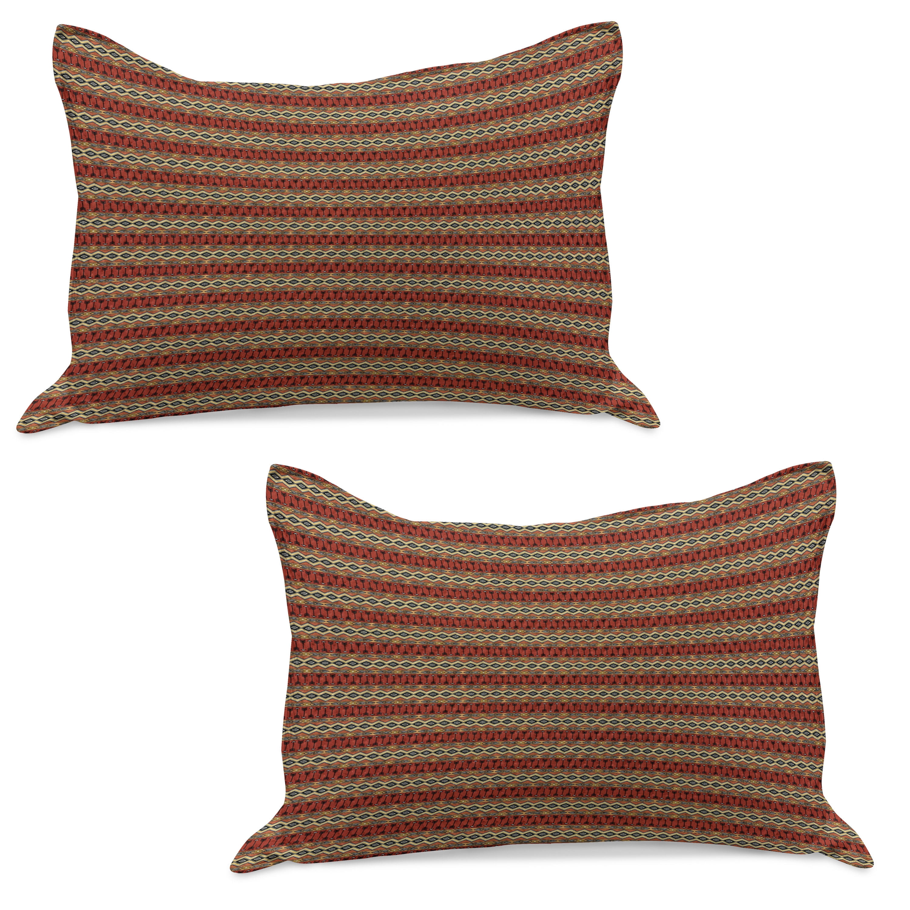 Boho Knitted Quilt Pillowcover Set of 2, Horizontal Native Borders with ...