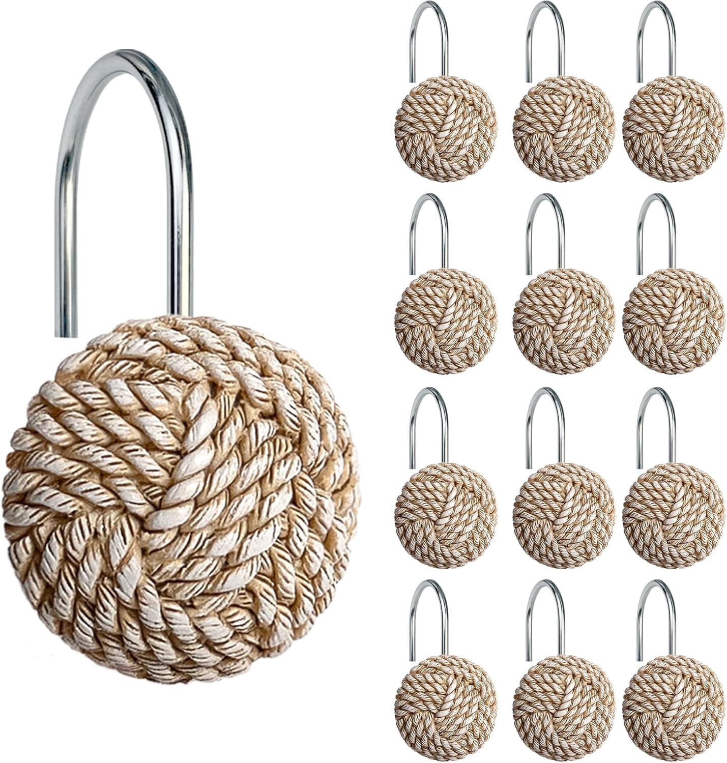 Boho Knots Shower Curtain Hooks, Home Decorative Shower Curtain Rings ...