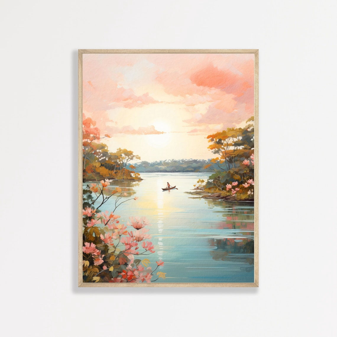 Boho Lake Painting Wall Art Retro Pastel Home Decor - Walmart.com