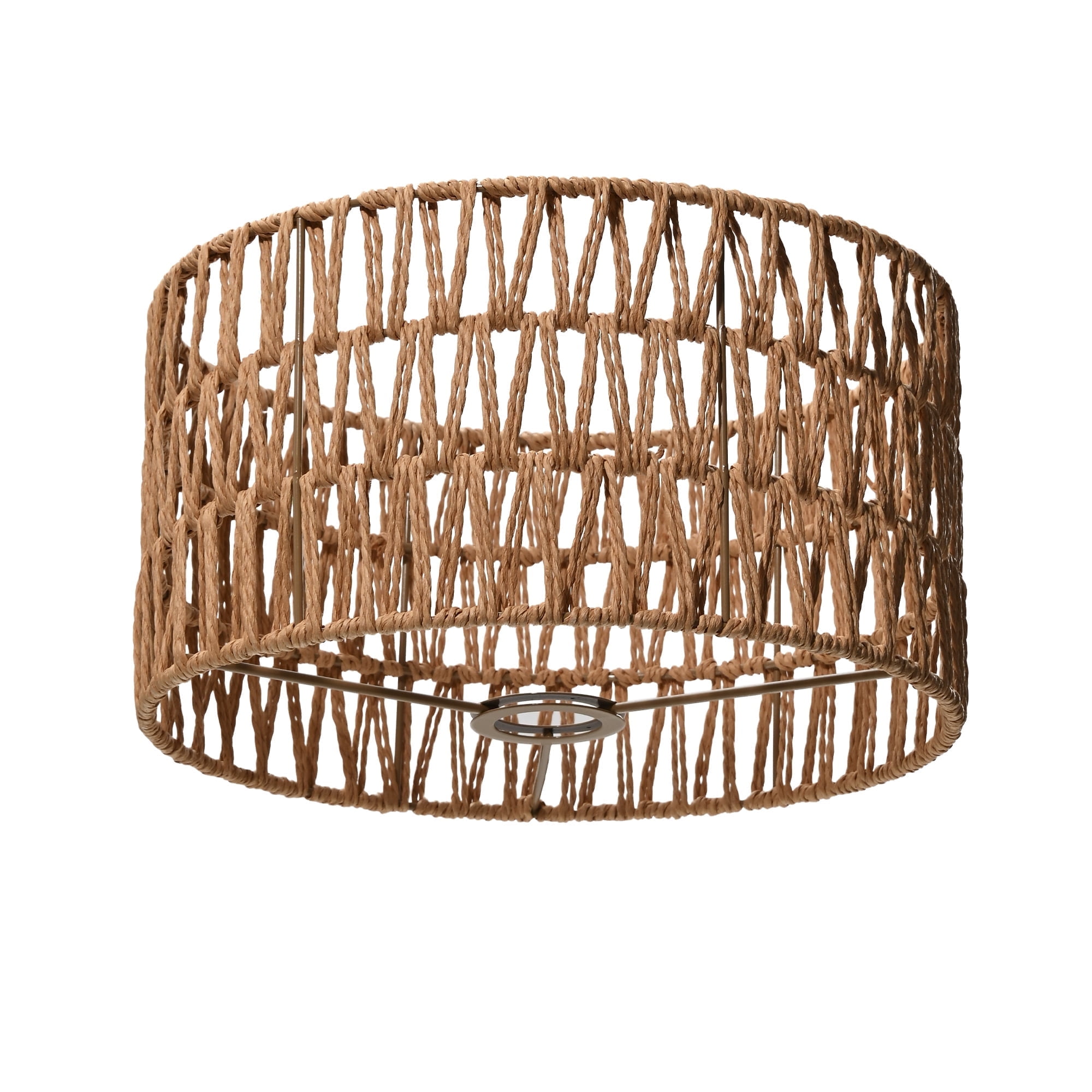 Boho Lamp Shade-Pendant Light Shade Hand-Woven Hemp rope 12.4" Top x 12 ...