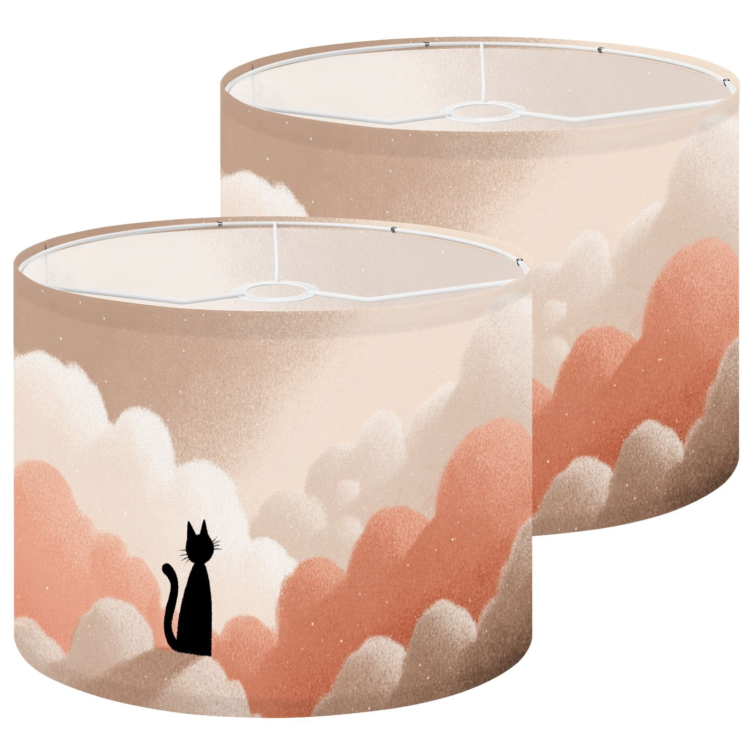 Boho Lampshades 2 Pack Ethereal Black Cat Perched Among Twinkling ...