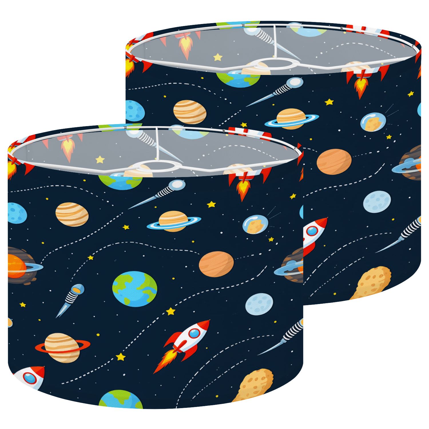 Boho Lampshades 2 Pack Space theme Solar system kids cartoon planet ...