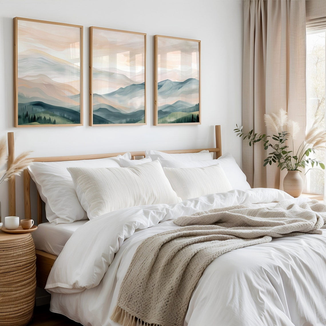 Boho Landscape Modern Mountain Landscape in Pictures Boho-Style Three ...