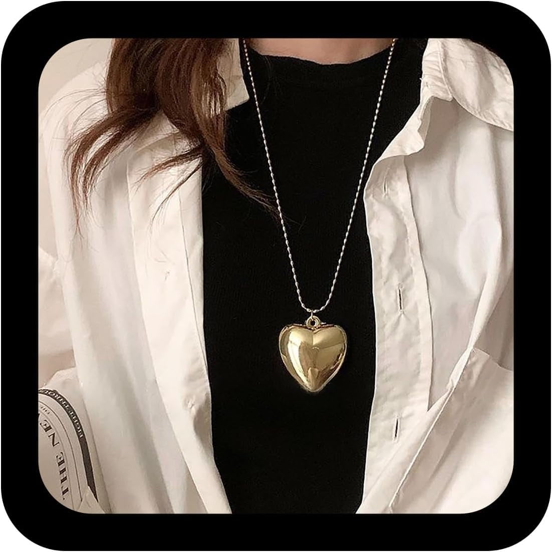 Boho Large Heart Necklace Choker Big Heart Pendant Necklace Vintage ...