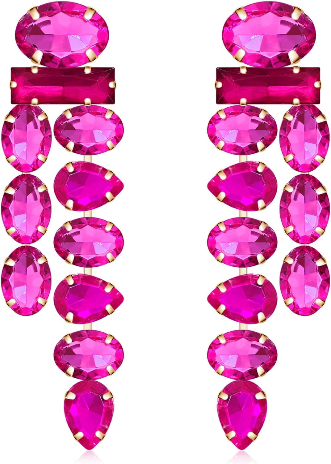 Boho Large Sparkly Rhinestones Teardrop Drop Dangle Earrings Long ...