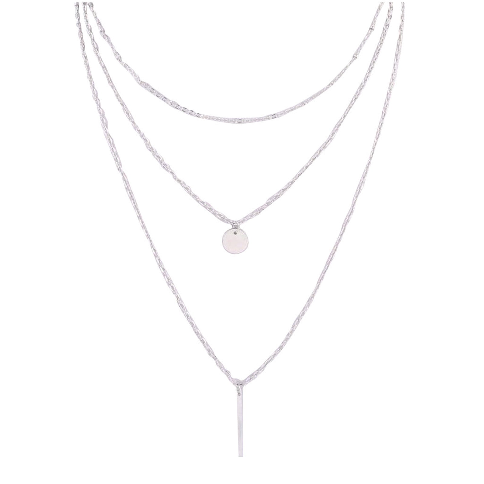 Boho Layered Pendant Women Necklace Long Bar Disc Stylish Jewelry ...