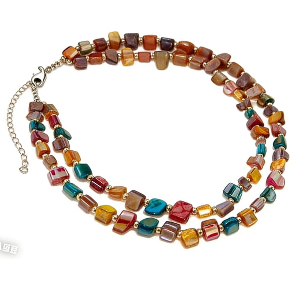 Boho Layered Shell Beaded Necklaces for Women Colored Bead Choker ...
