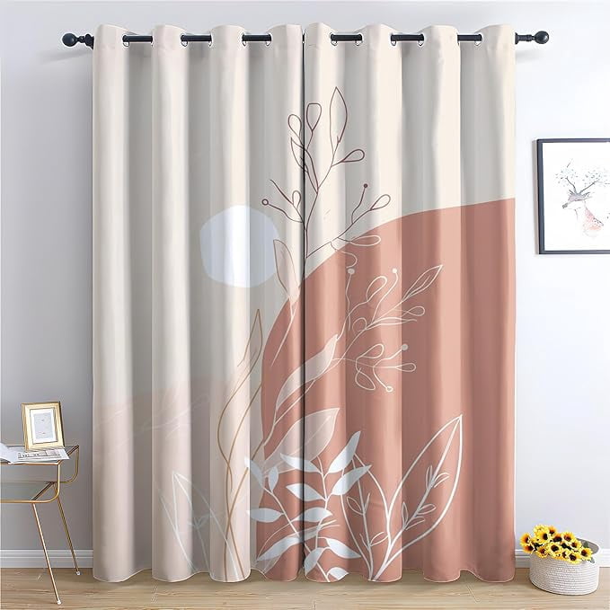 Boho Leaf Blackout Curtains for Bedroom Living Room - Bohemian Curtains ...