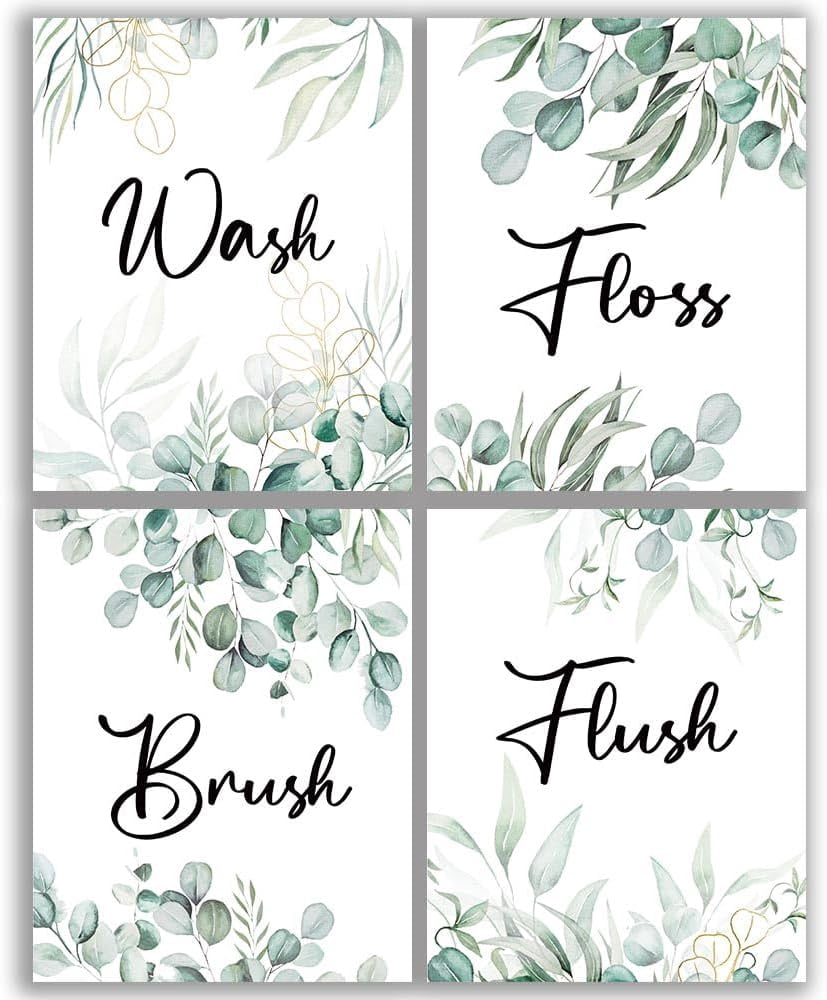 Boho Leaf Eucalyptus Botanical Simple Life Wall Décor, Wash Brush Floss ...