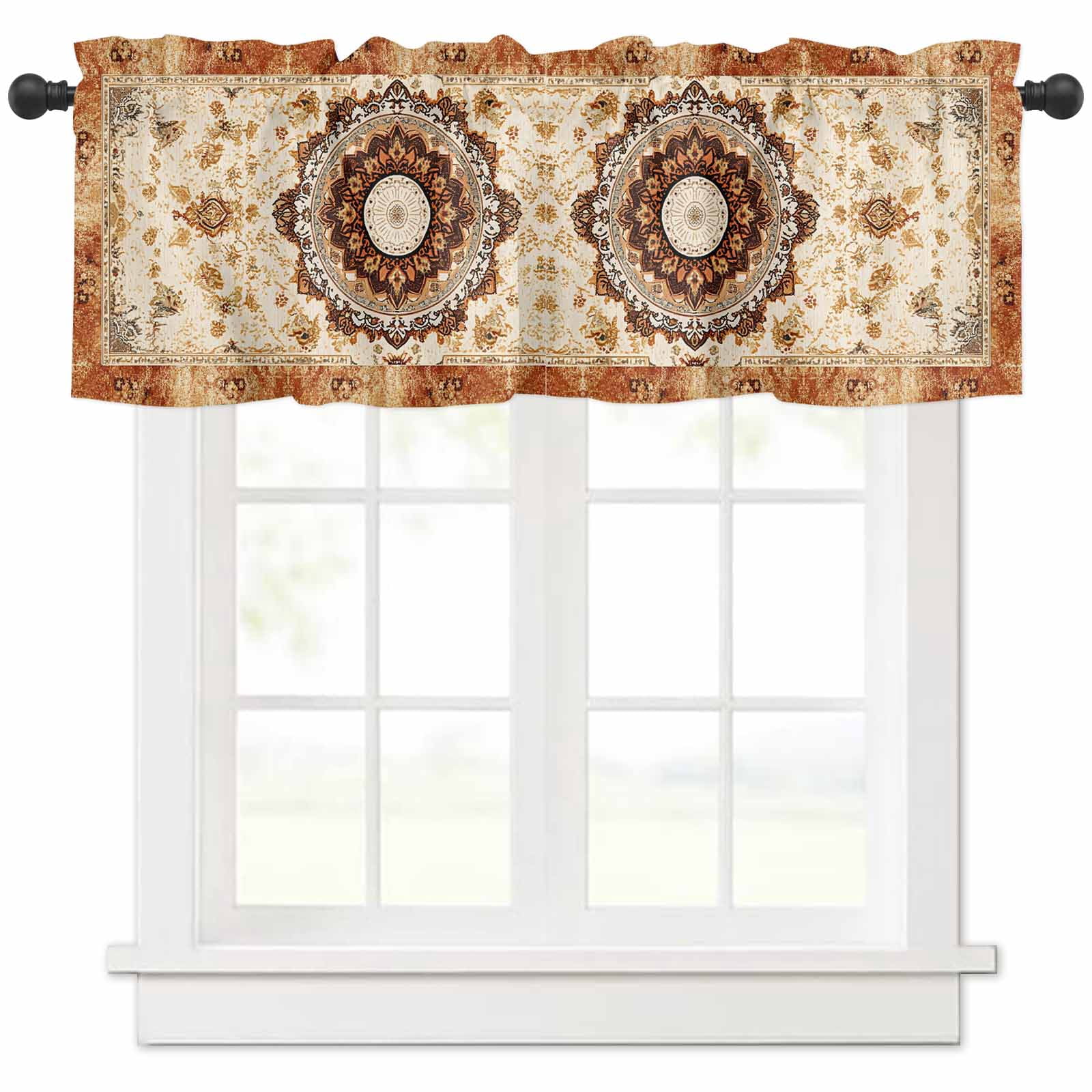 Boho Leaf Valances for Windows Farmhouse Kitchen Curtains Valances Rod ...