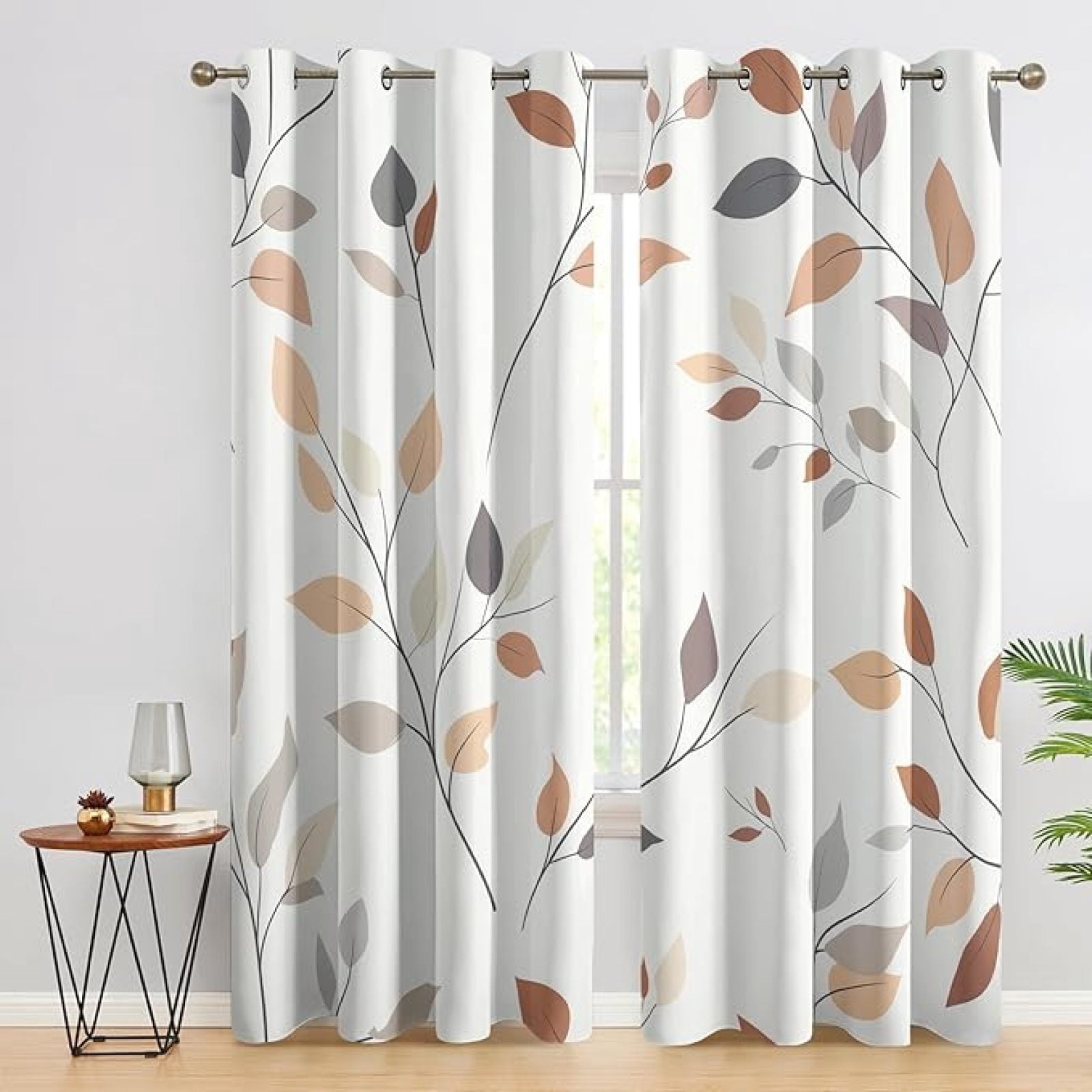 Boho Leaves Curtains for Bedroom, Vintage Leaf Curtain for Living Room ...