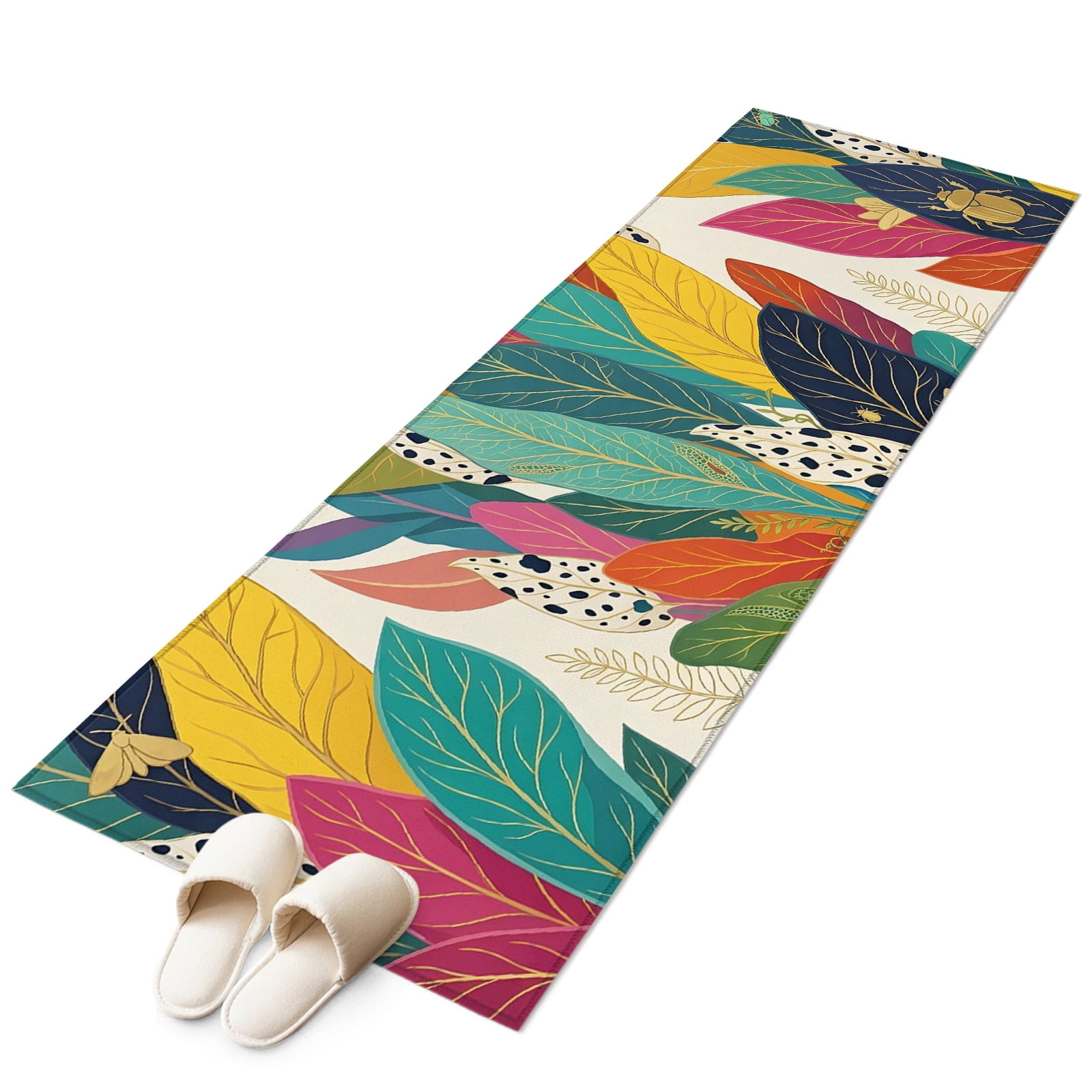 Boho Leaves Kitchen Runner Rug 2x6 Washable Runners for Hallway Non ...