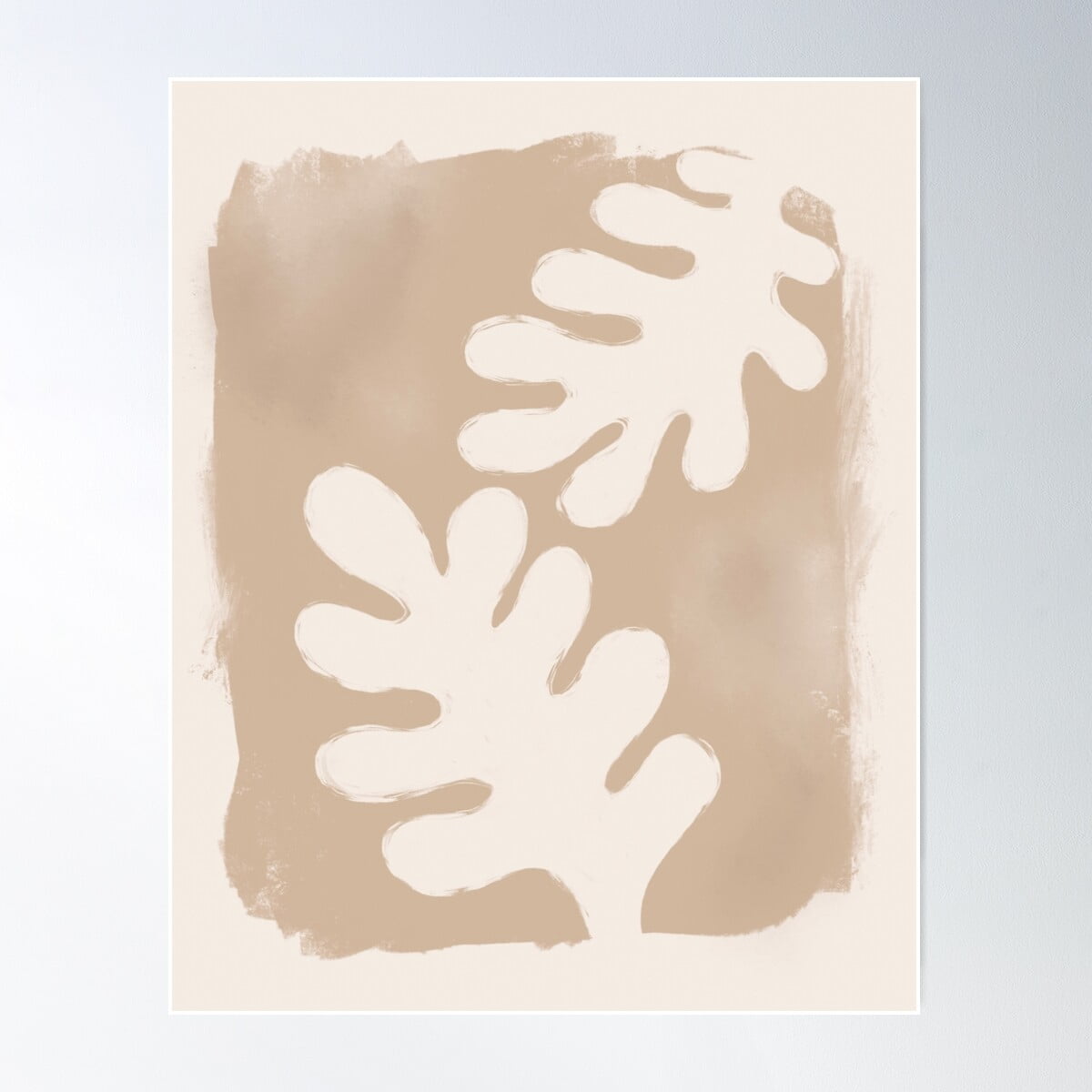 Boho Leaves Neutral Color Poster Wall Art Modern Wall Decor For Living ...